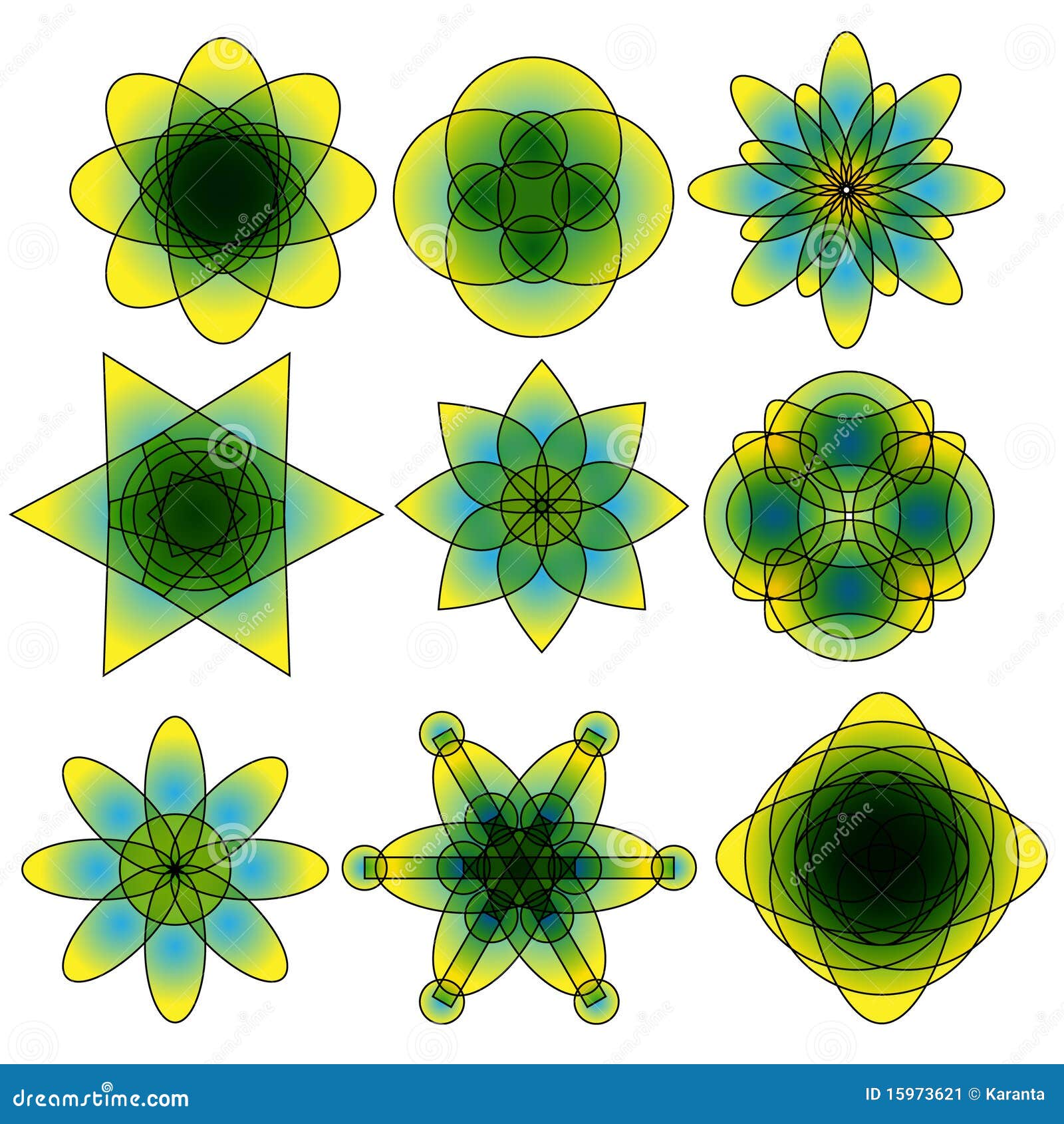 Abstract Floral Ornament Collection Stock Illustration - Illustration ...