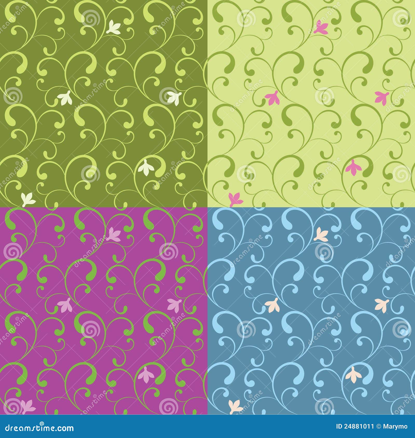 Abstract Floral Ornament Seamless Pattern Set Stock Vector ...