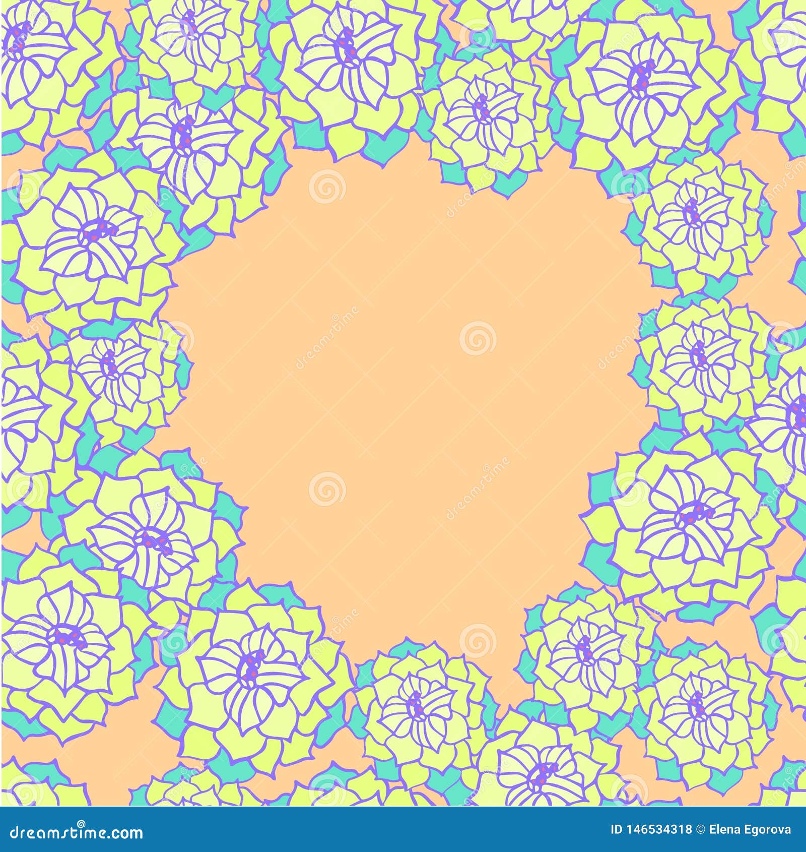 Abstract Floral Painted Frame of Geometric Shapes Seamless Stock ...