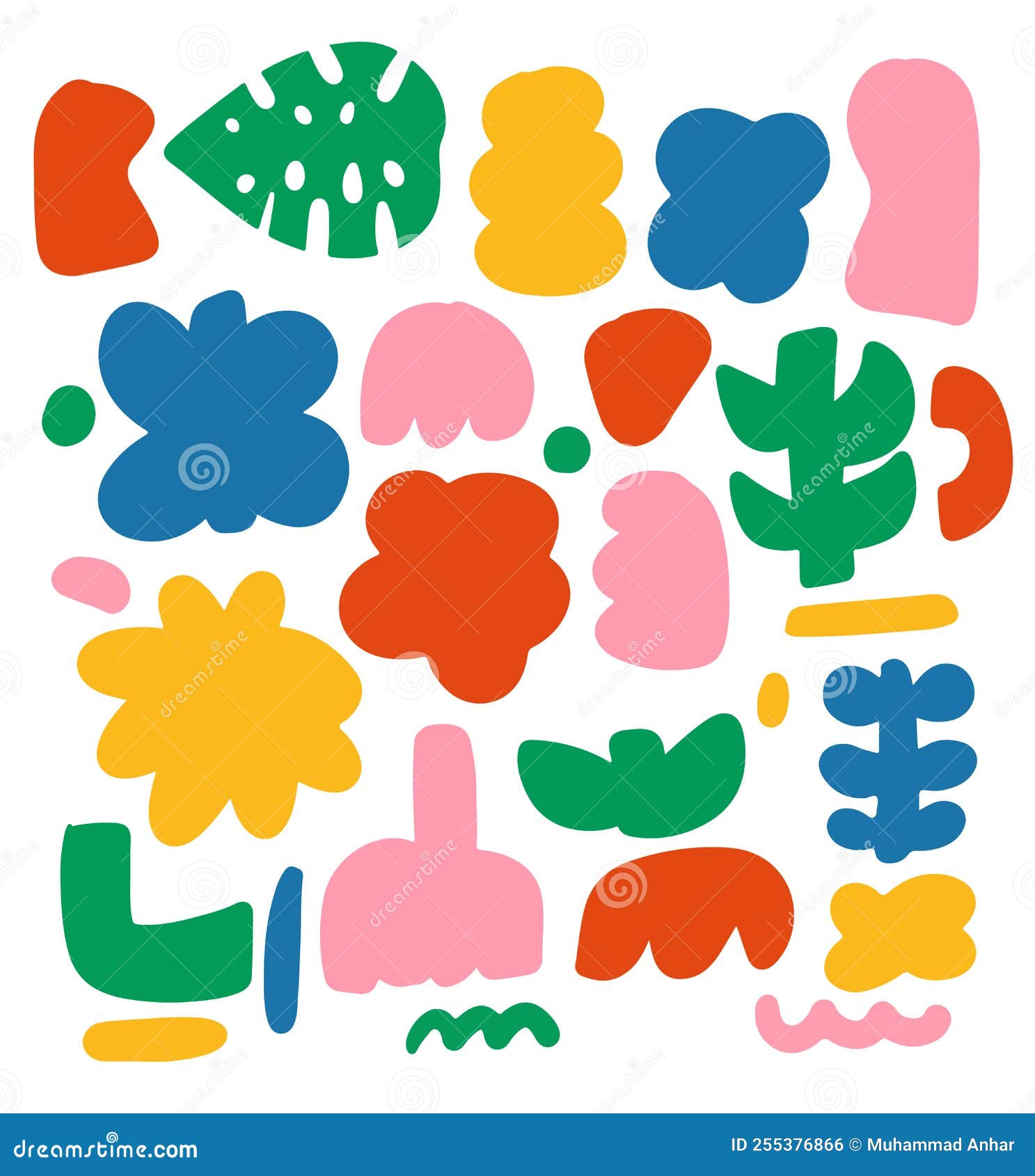 Organic Shapes Flower Hand Draw Flat Background Stock Vector ...