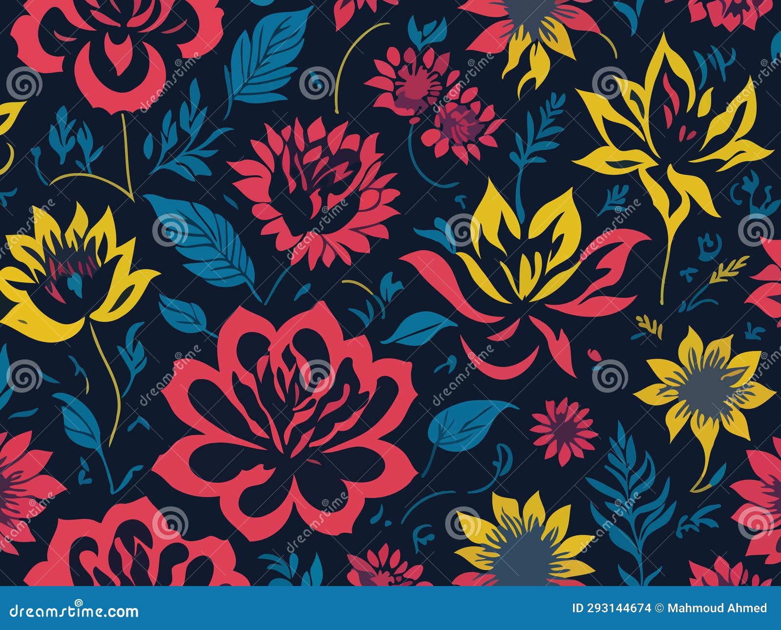 Abstract Floral Pattern Illustration Stock Illustration - Illustration ...