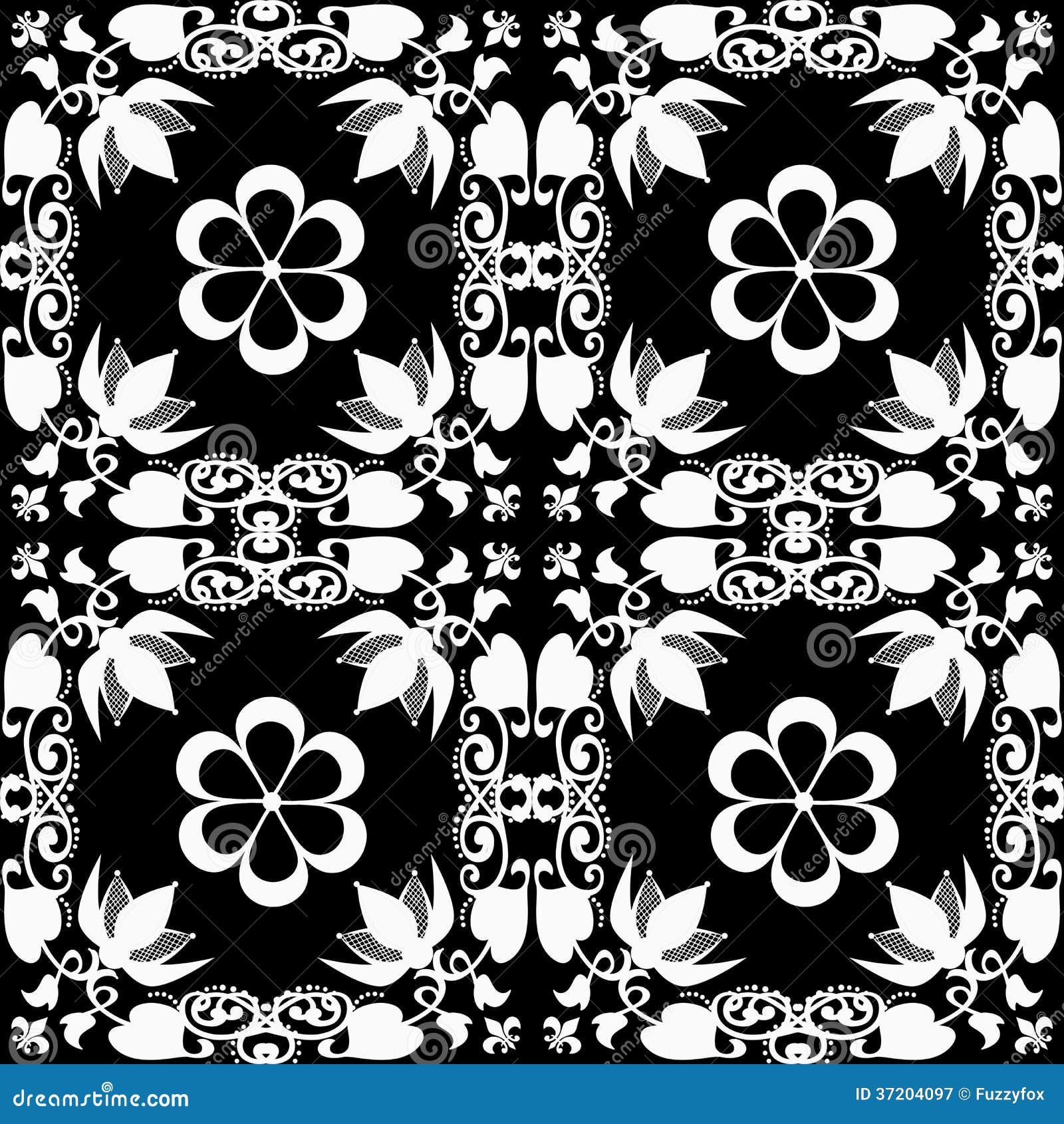 Abstract Floral Pattern Texture on Black Stock Illustration ...
