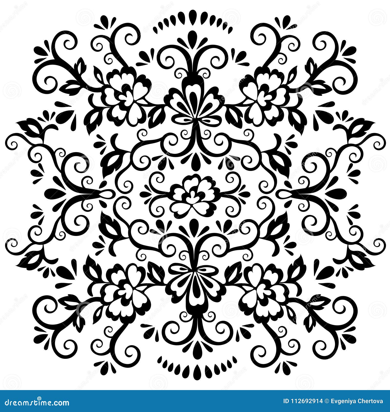 Abstract Floral Pattern, Vector Wicker Ornament. Black Ornate Tracery ... Abstract Floral Pattern, Vector Wicker Ornament. Black Ornate Tracery ...