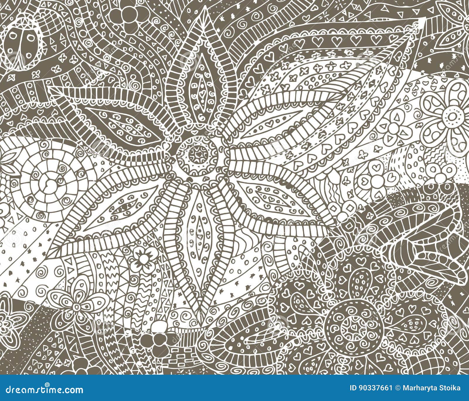 Abstract Floral Pattern. Zentangle Flower. Vector Zen Tangle ...