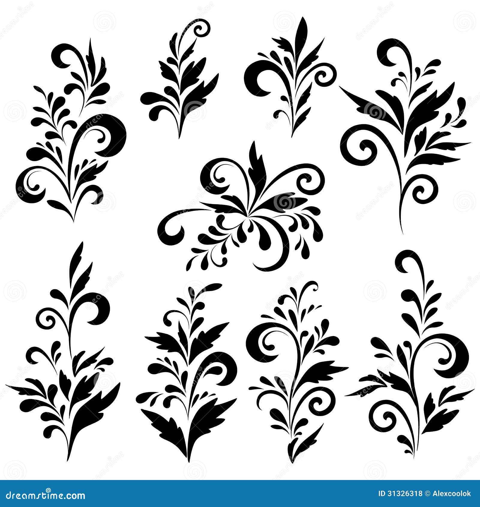 Abstract Floral Patterns, Silhouettes Stock Vector - Illustration of ...