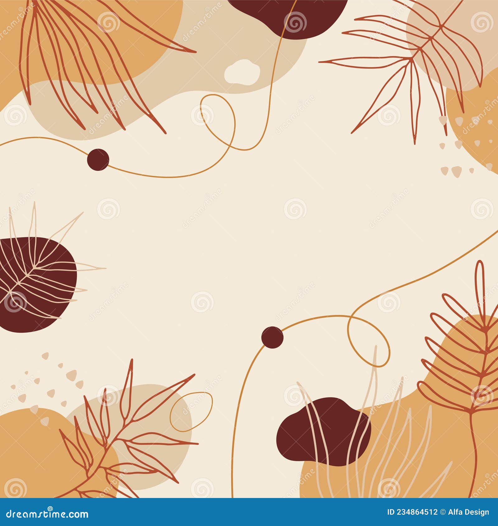Abstract Floral Pink Brown Soft Color Hand Drawn Background with Blob ... Abstract Floral Pink Brown Soft Color Hand Drawn Background with Blob ...