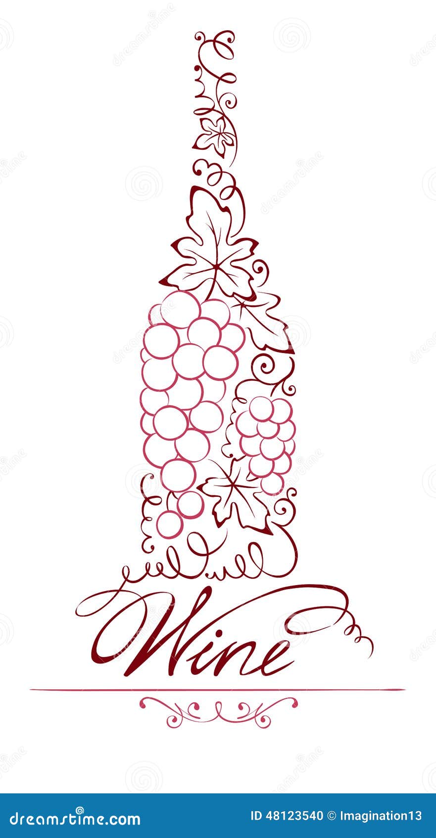 Abstract Floral Red Wine Bottle Stock Vector Illustration Of Curl