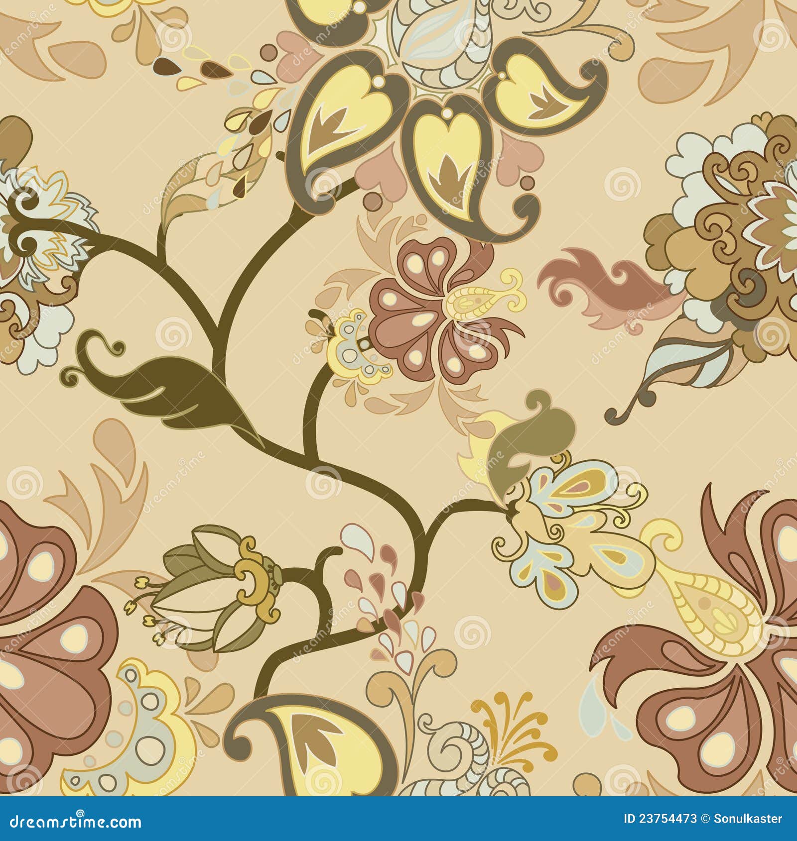 Abstract Floral Seamless Pattern Stock Vector - Illustration of ornate ...
