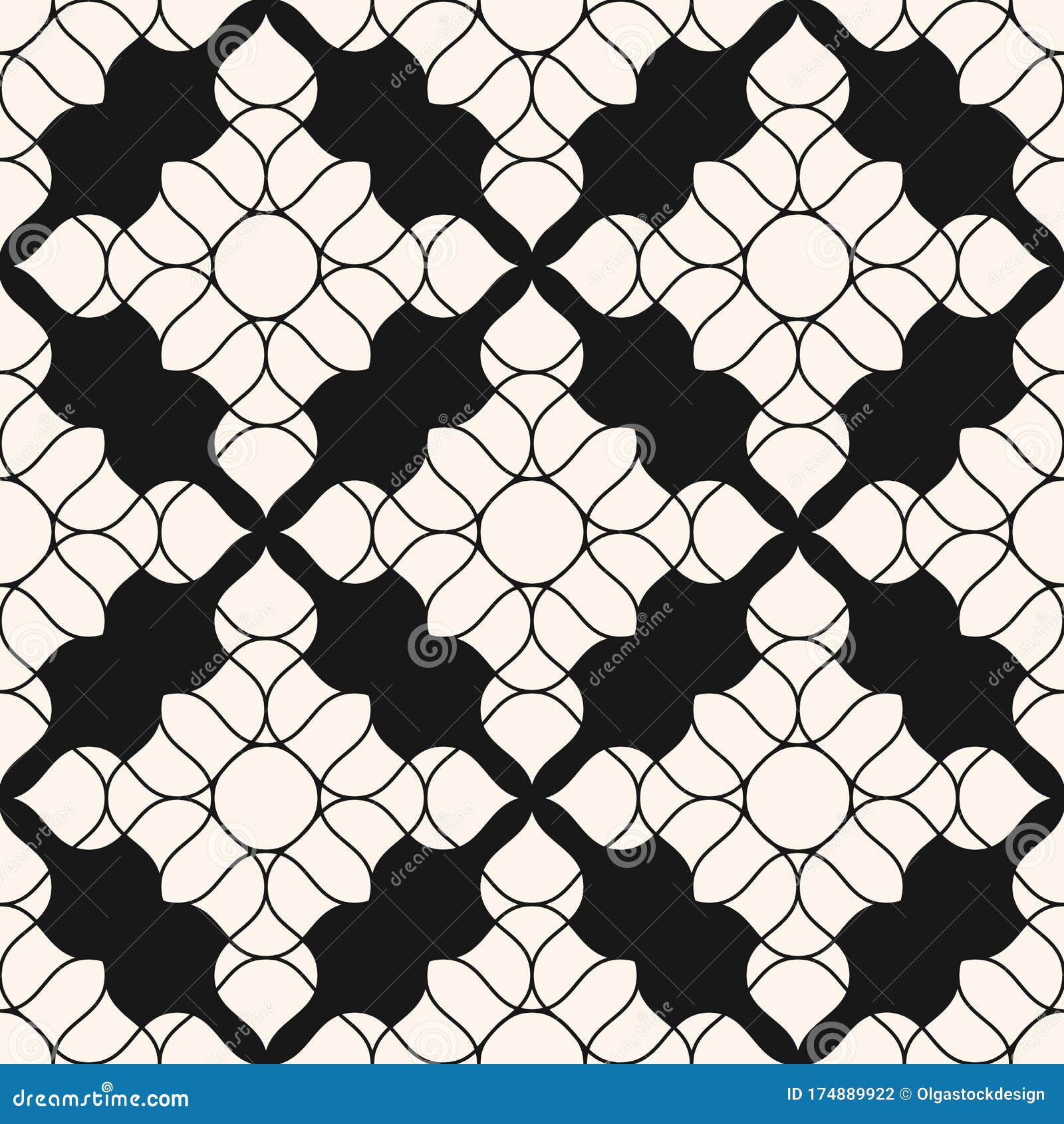 Abstract Floral Seamless Pattern. Elegant Geometric Black and White ... Abstract Floral Seamless Pattern. Elegant Geometric Black and White ...