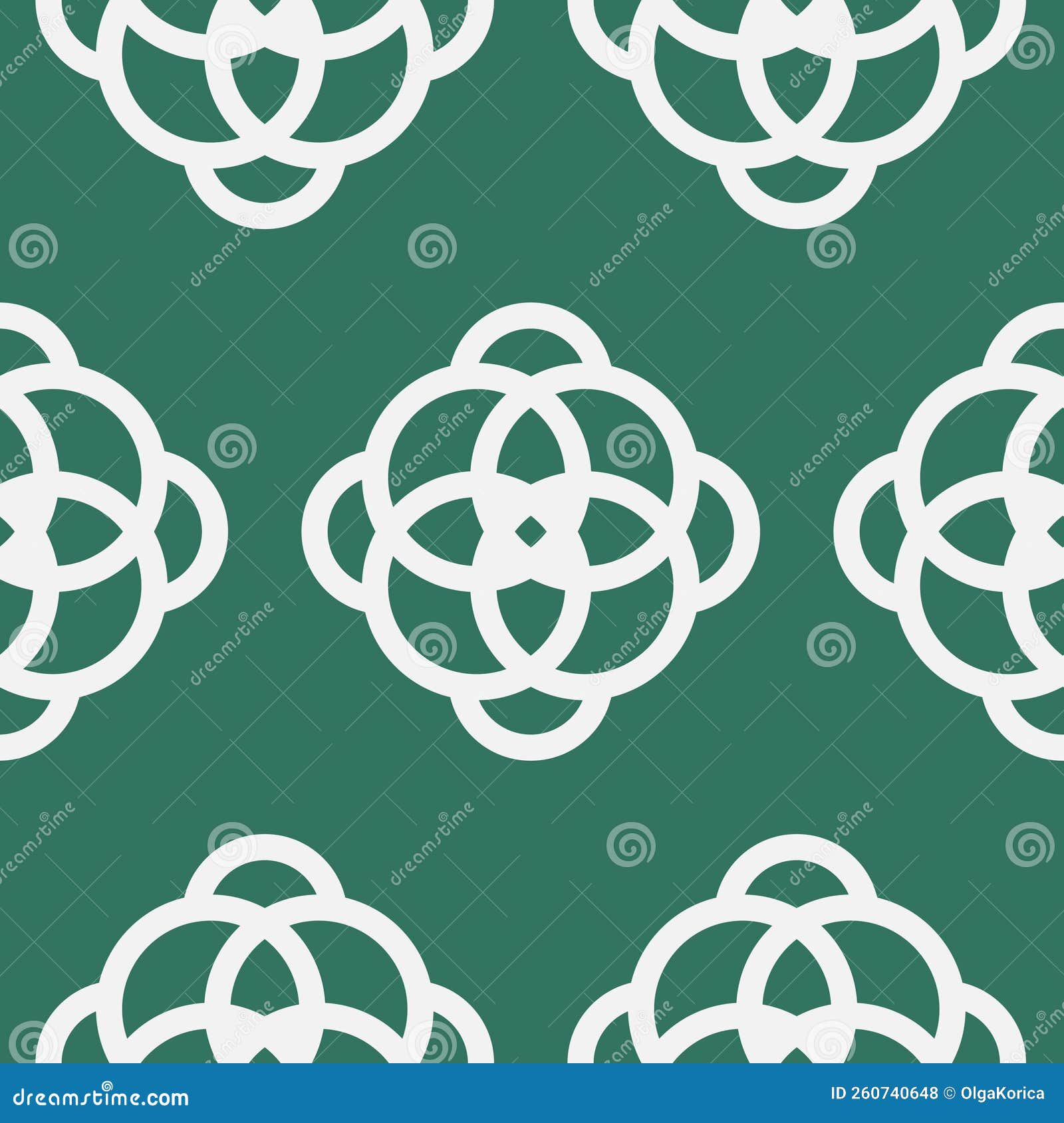 Abstract Floral Seamless Pattern on Green Emerald Background, Design ...