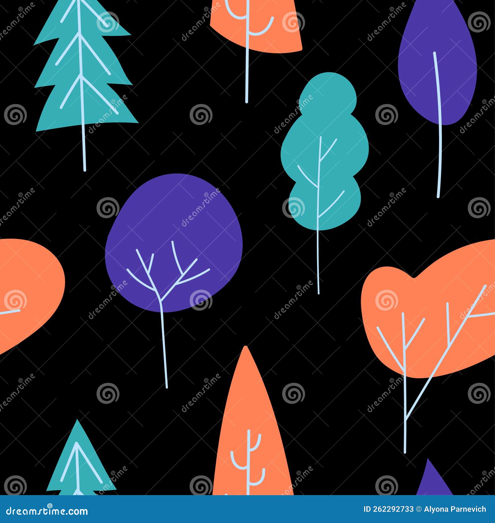 Abstract Floral Shapes, Minimalist Geometric Elements. Simple Tree and ...