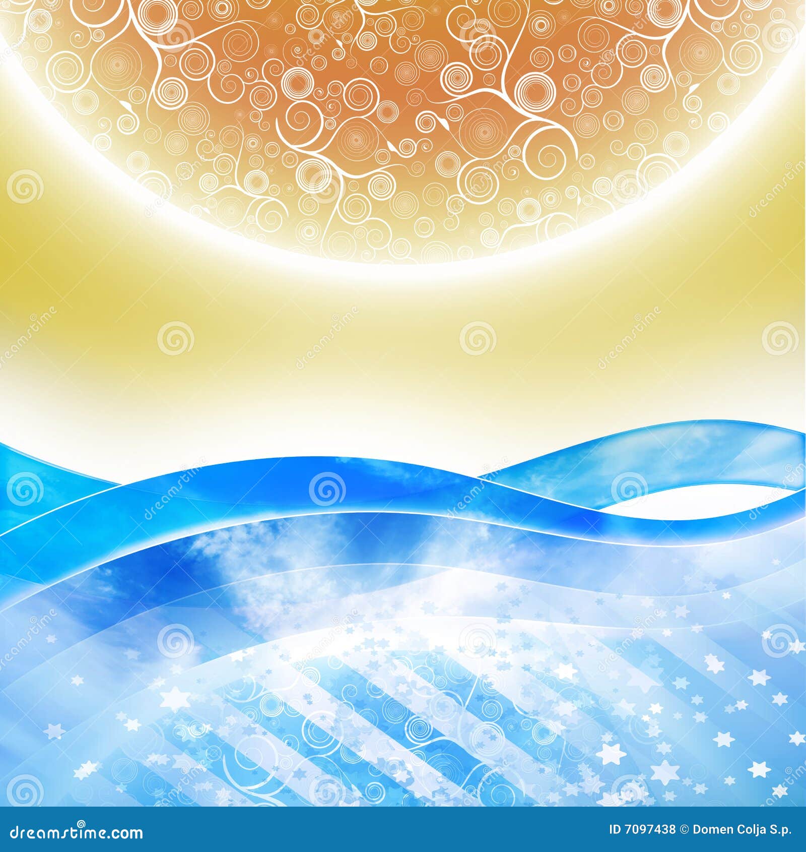 Abstract Floral Sunset Wavy Design Stock Illustration - Illustration of ...