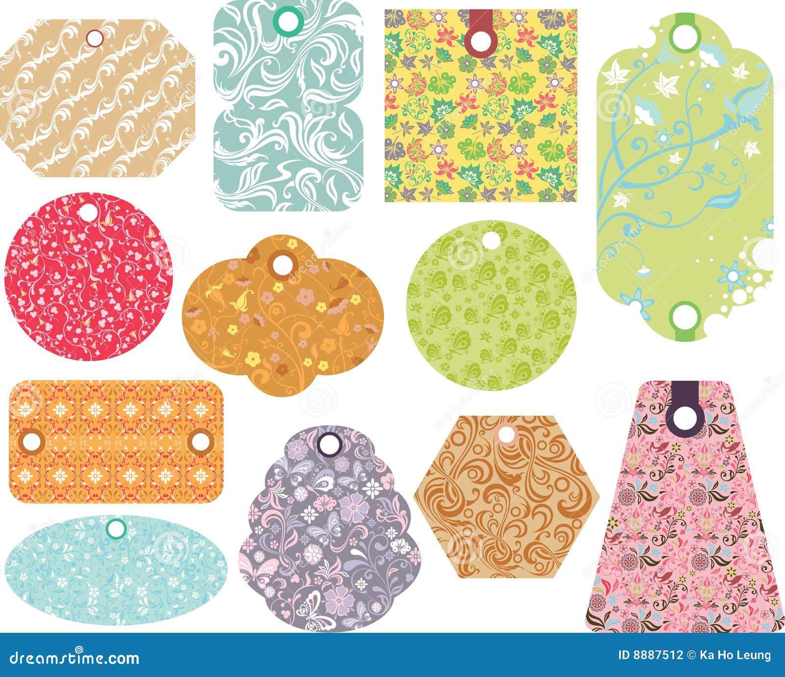 Abstract floral tags stock vector. Illustration of colors - 8887512