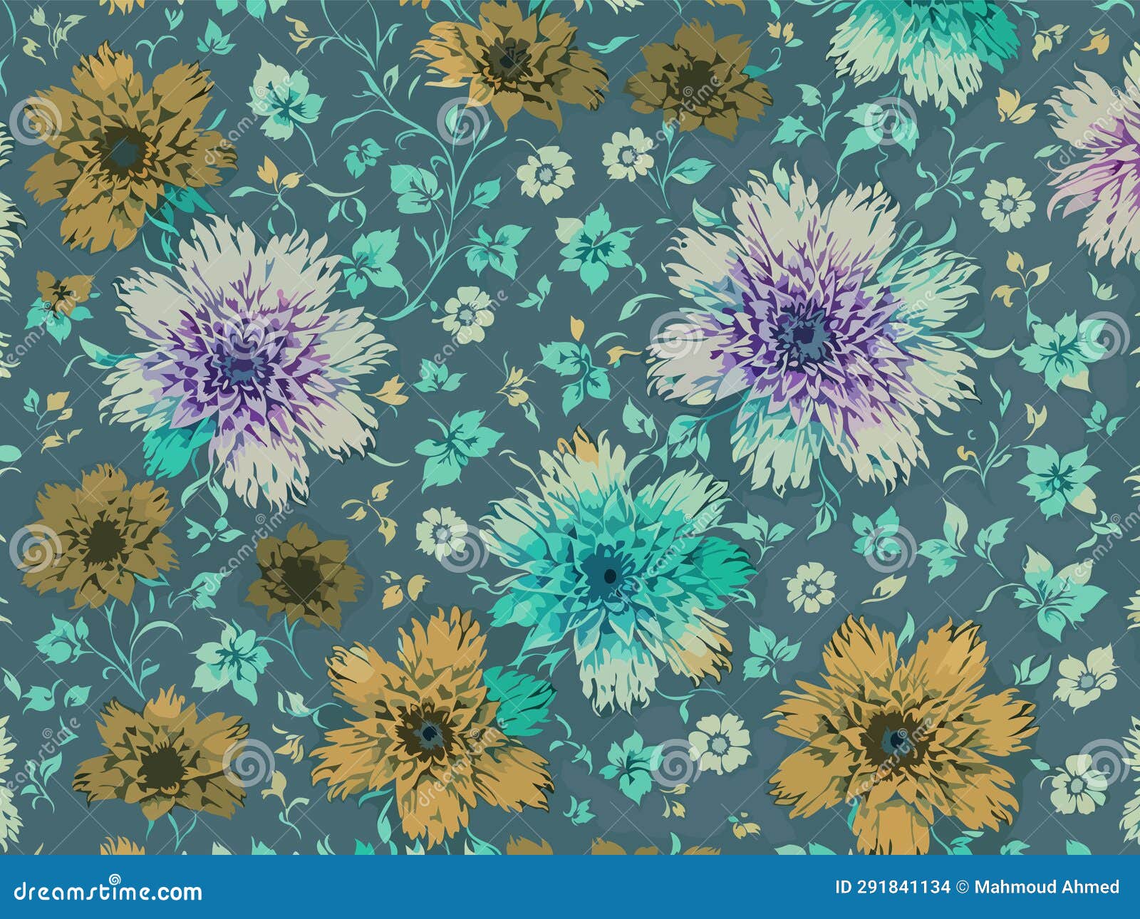Abstract Floral Texture Pattern on Green Background Stock Vector ...