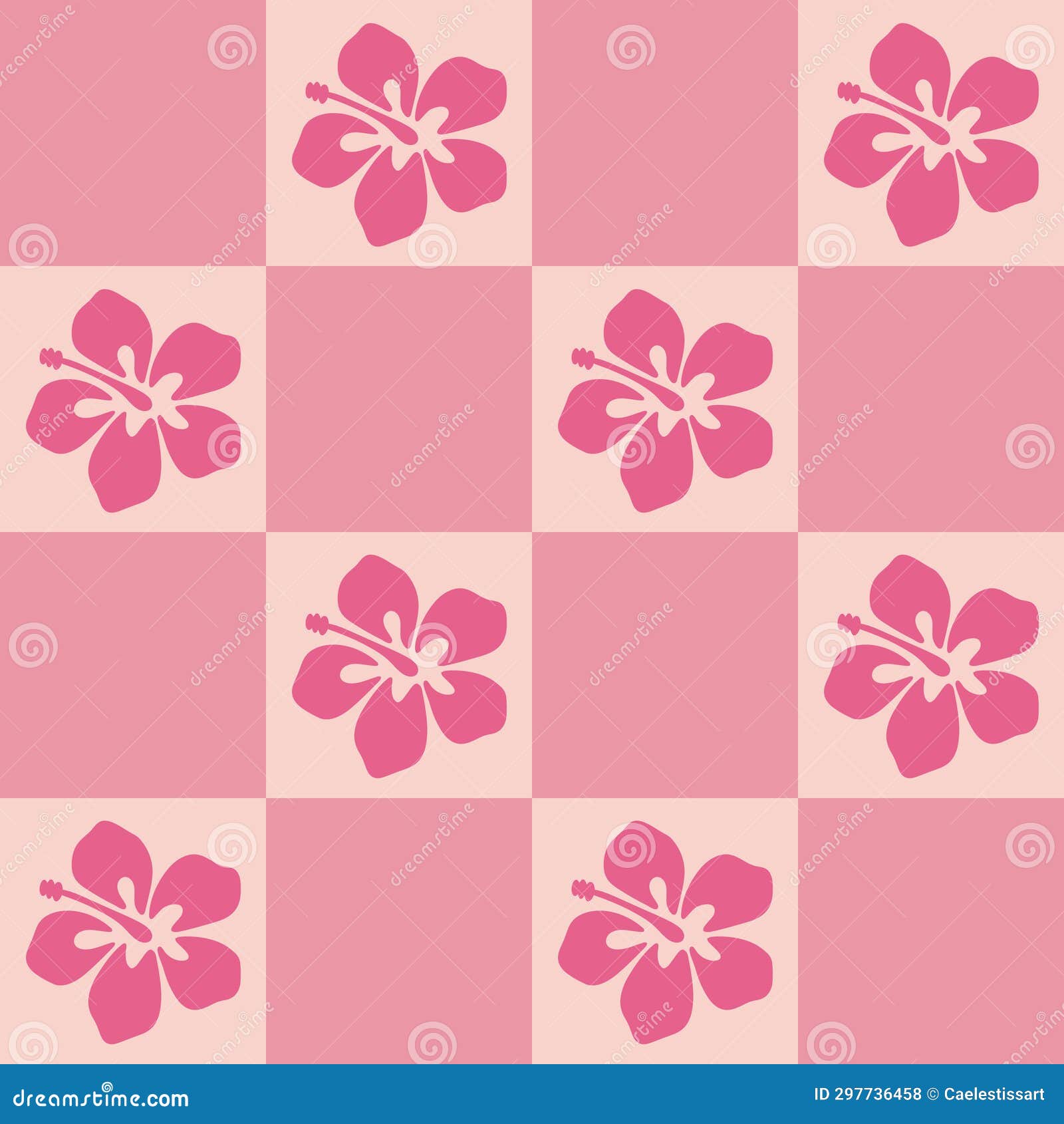 Abstract Floral Tropical Hawaiin Checkerboard Seamless Pattern ...