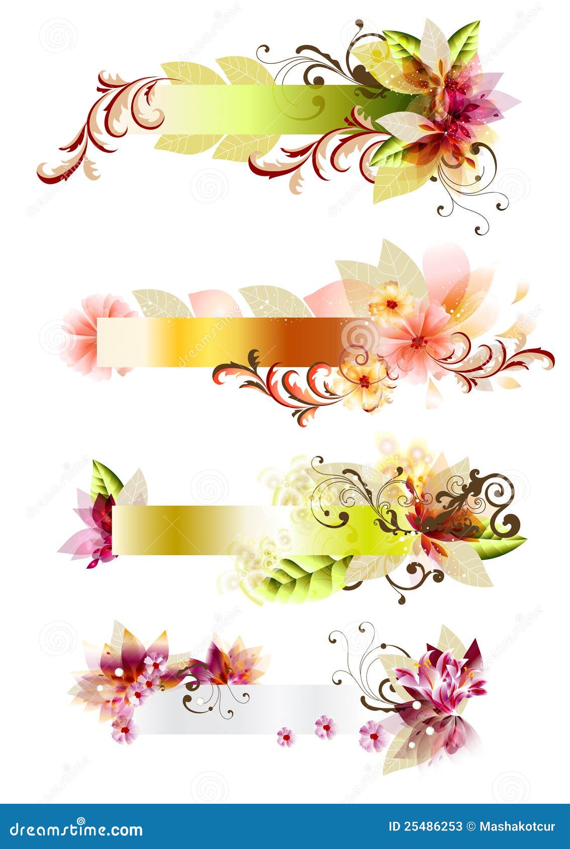 Abstract Floral Vector Banners Set Stock Vector - Illustration of ...
