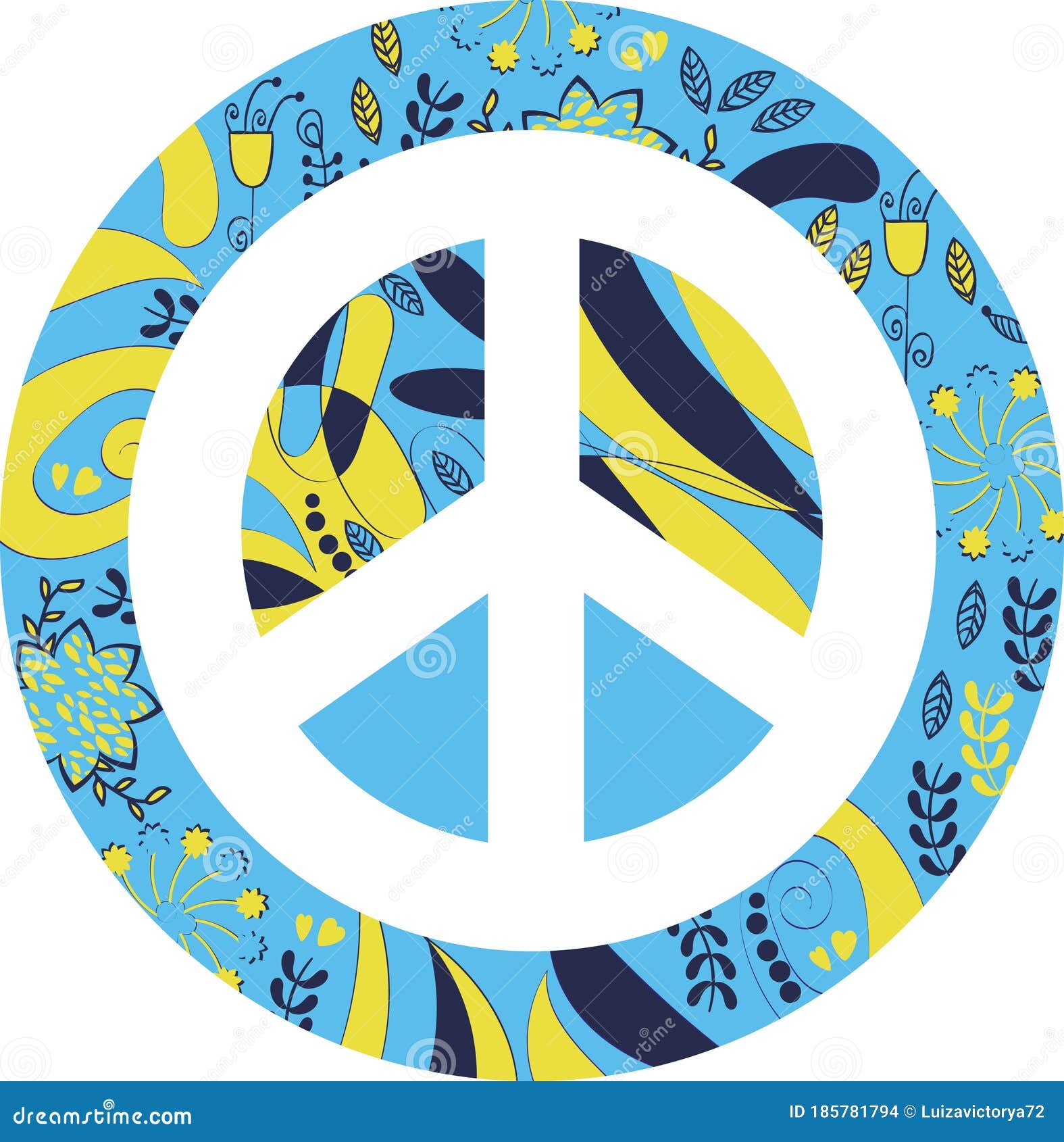 Abstract Floral Vector Peace Sign. Colorful Image Stock Vector ...