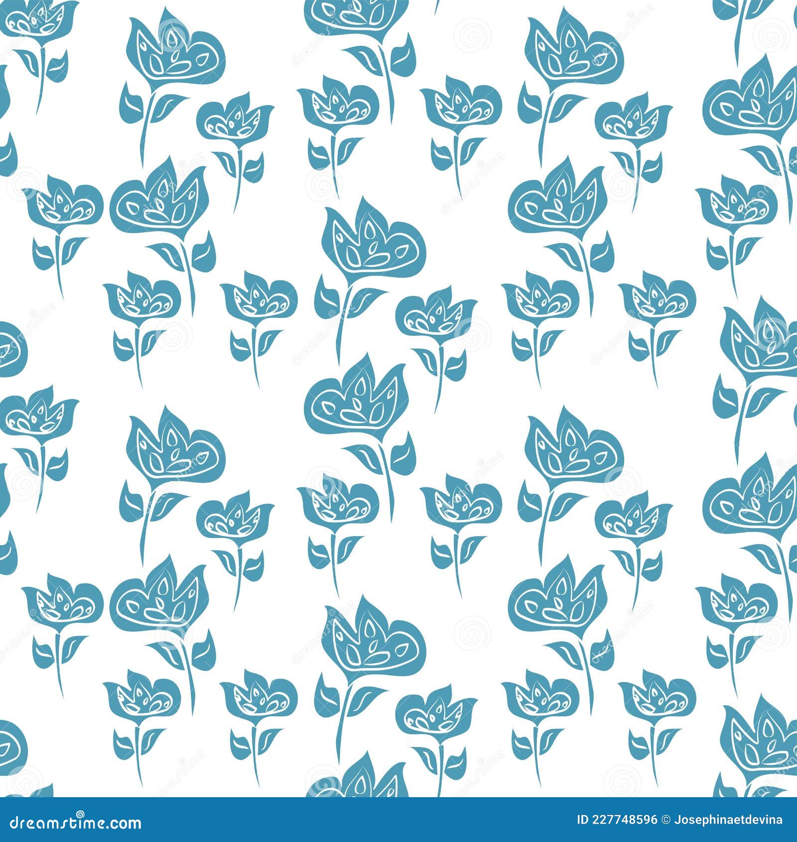 Abstract Floral Vector Repeat Texture in Blue and White Stock Vector ...