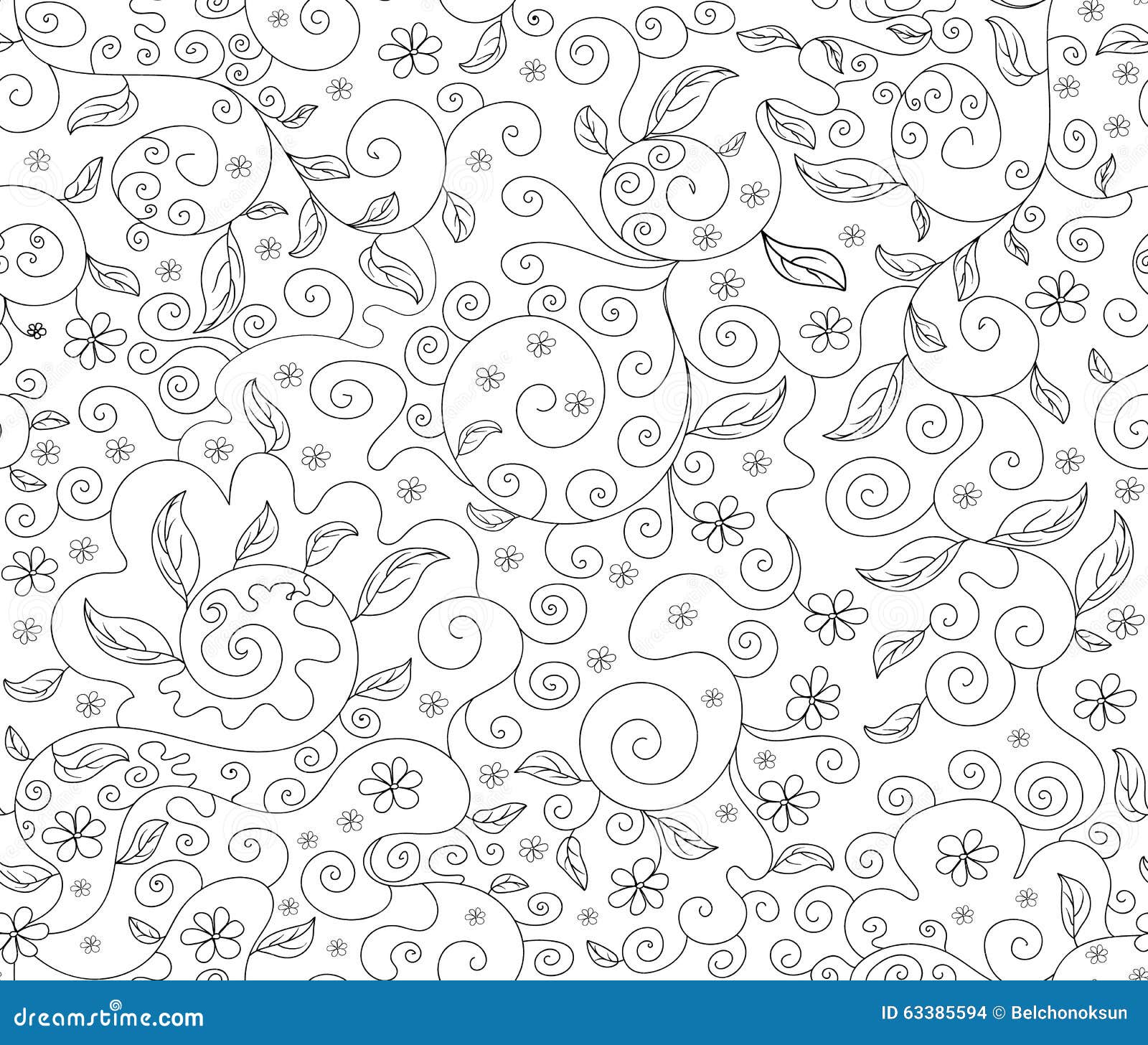 Abstract Floral Vector Seamless Pattern with Flowers and Leaves ...