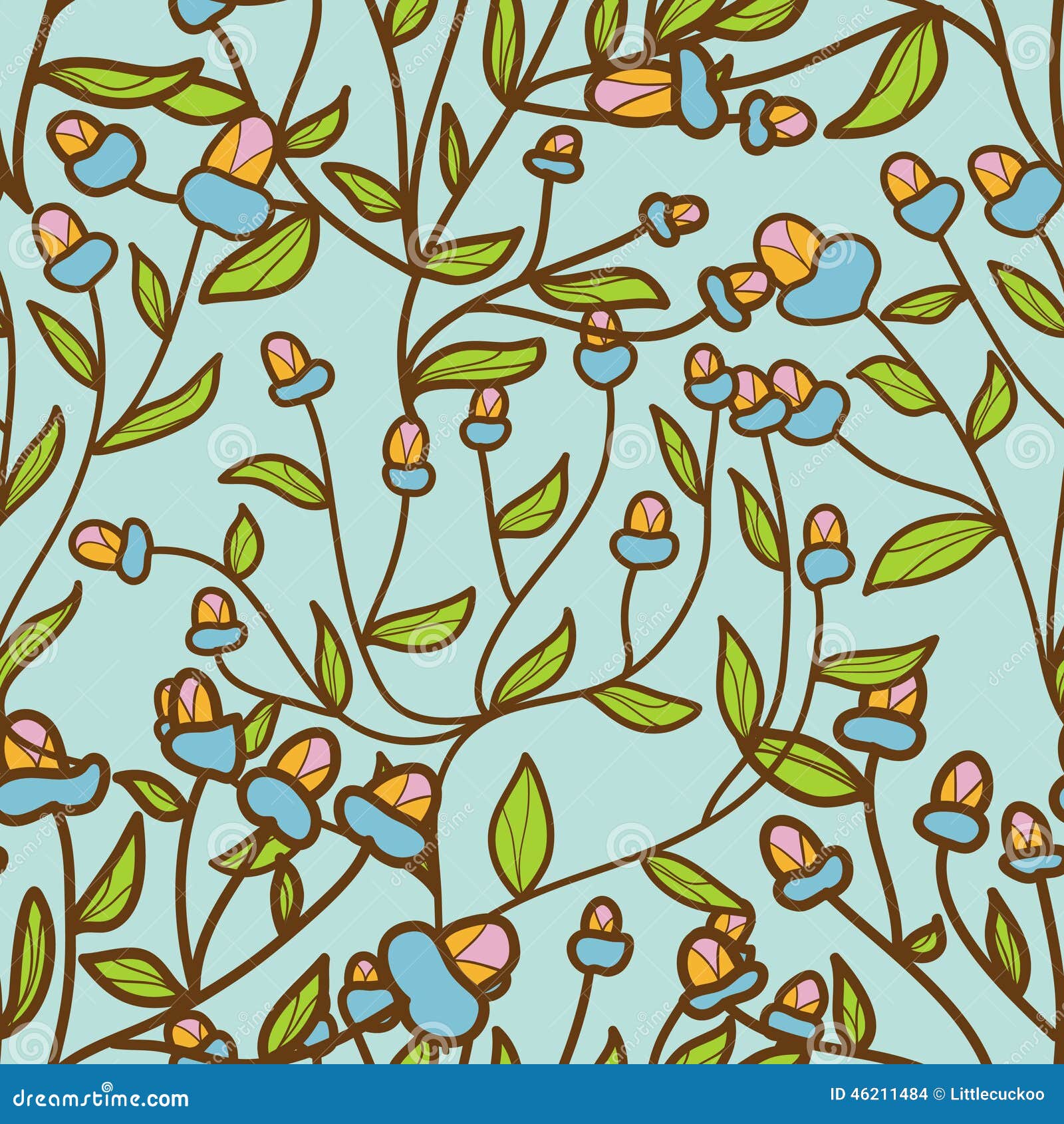 Abstract Flower Bud Pattern. Seamless Texture. Stock Vector ...