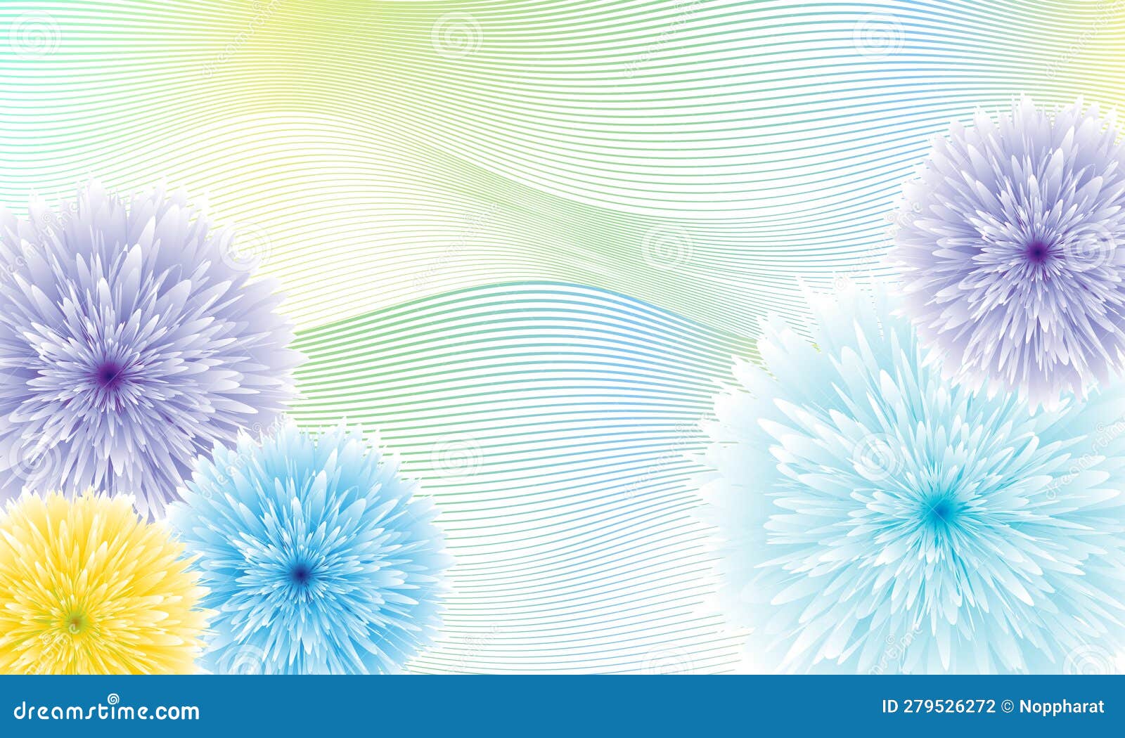 Flower with Color Line on White Background Stock Illustration ...