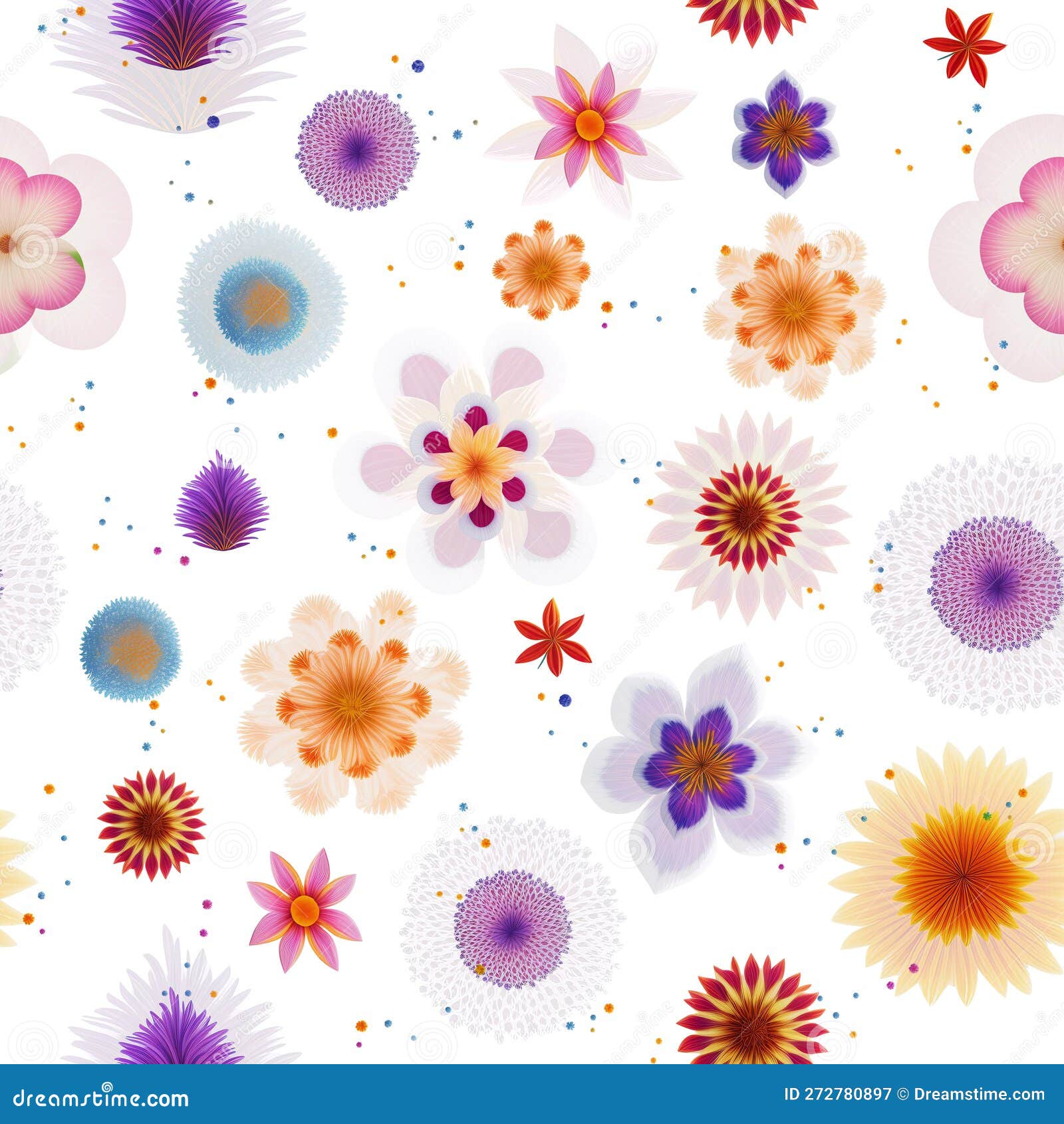 Pattern Mirror of Abstract Spring Flowers Isolated in White Background ...