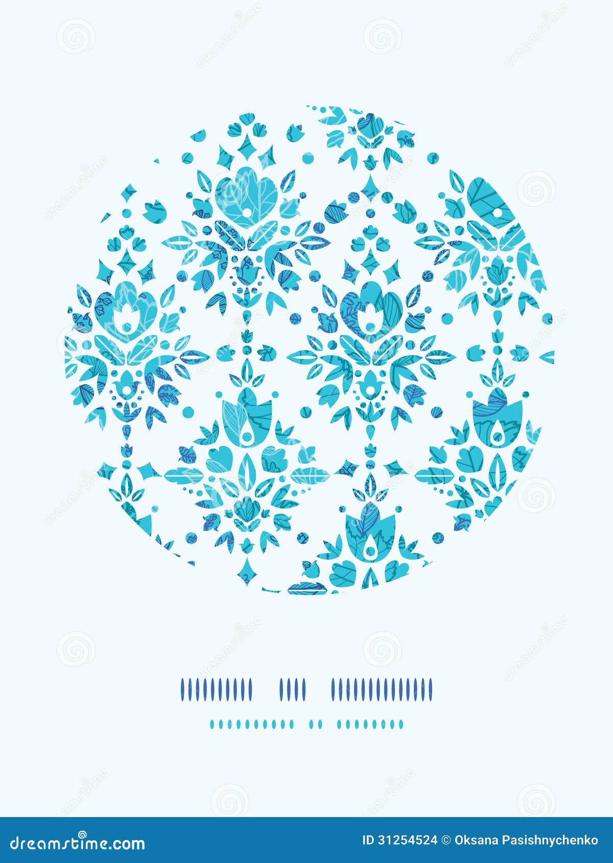 Abstract Flower Damask Circle Decor Pattern Stock Vector - Illustration ...