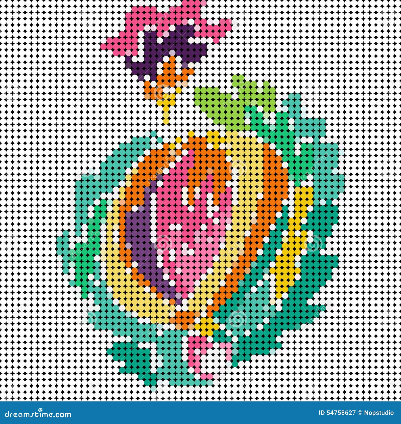 Abstract Flower in Dot Texture Stock Vector - Illustration of flower ...