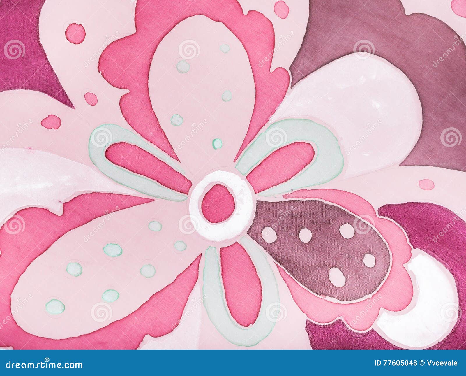 Abstract Flower Drawn on Colored Silk Batik Stock Illustration ...