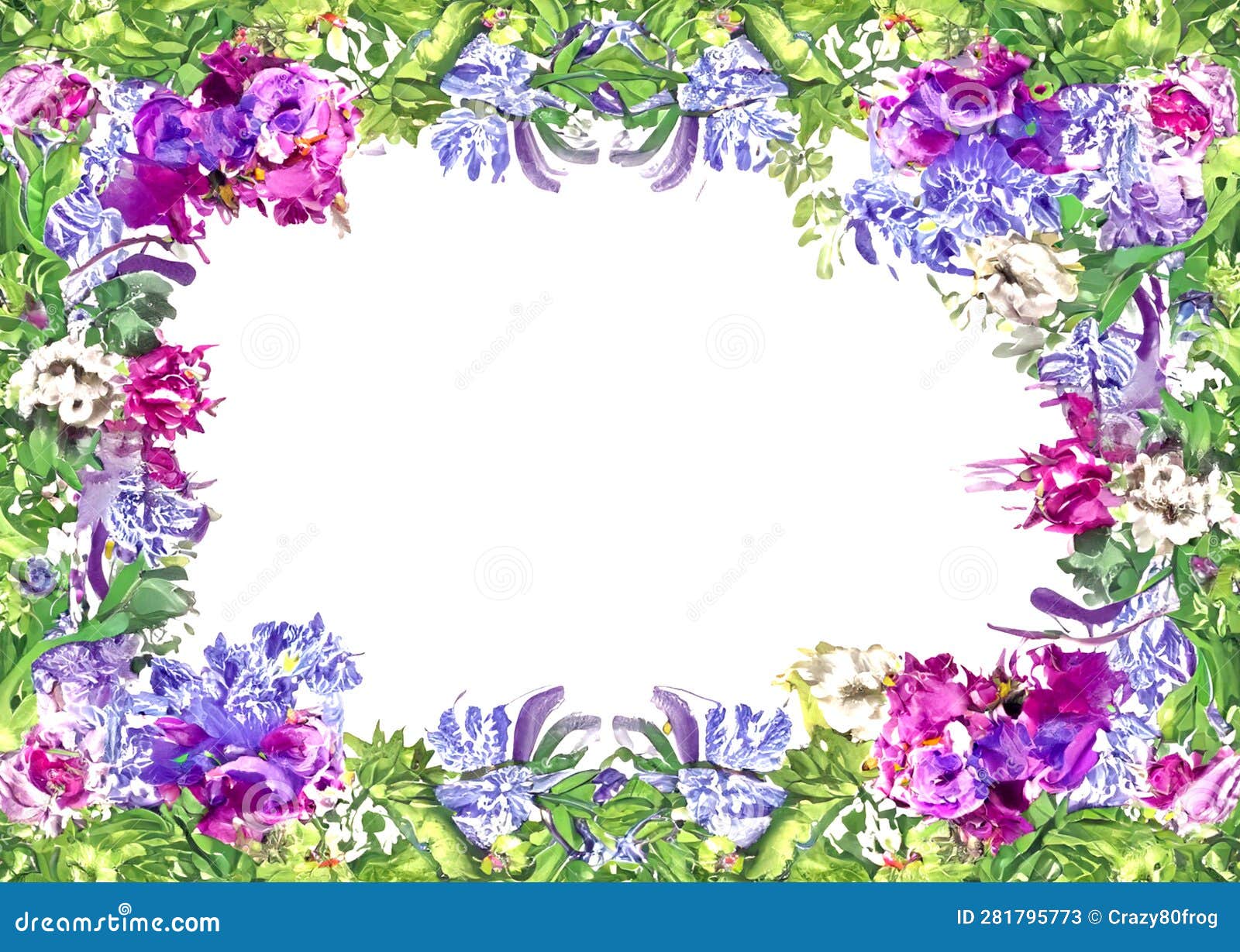 Abstract Flower Frame with Space for Text, Template for Greeting ...
