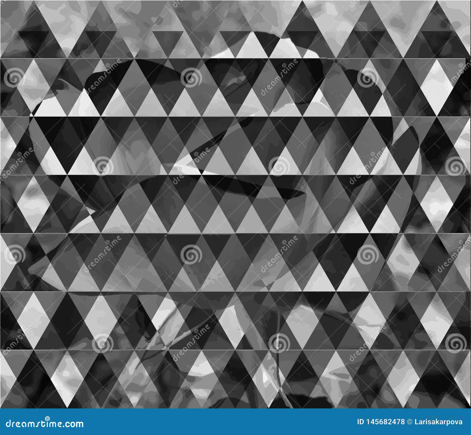 Abstract Flower Geometric Background with Triangles, Water Waves ...