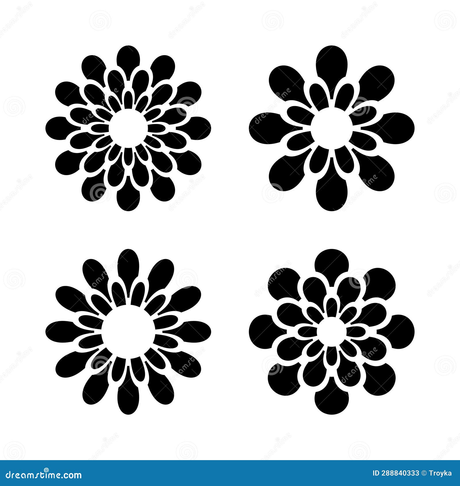 Abstract Flower Icons. Radial Circle Patterns Stock Vector ...