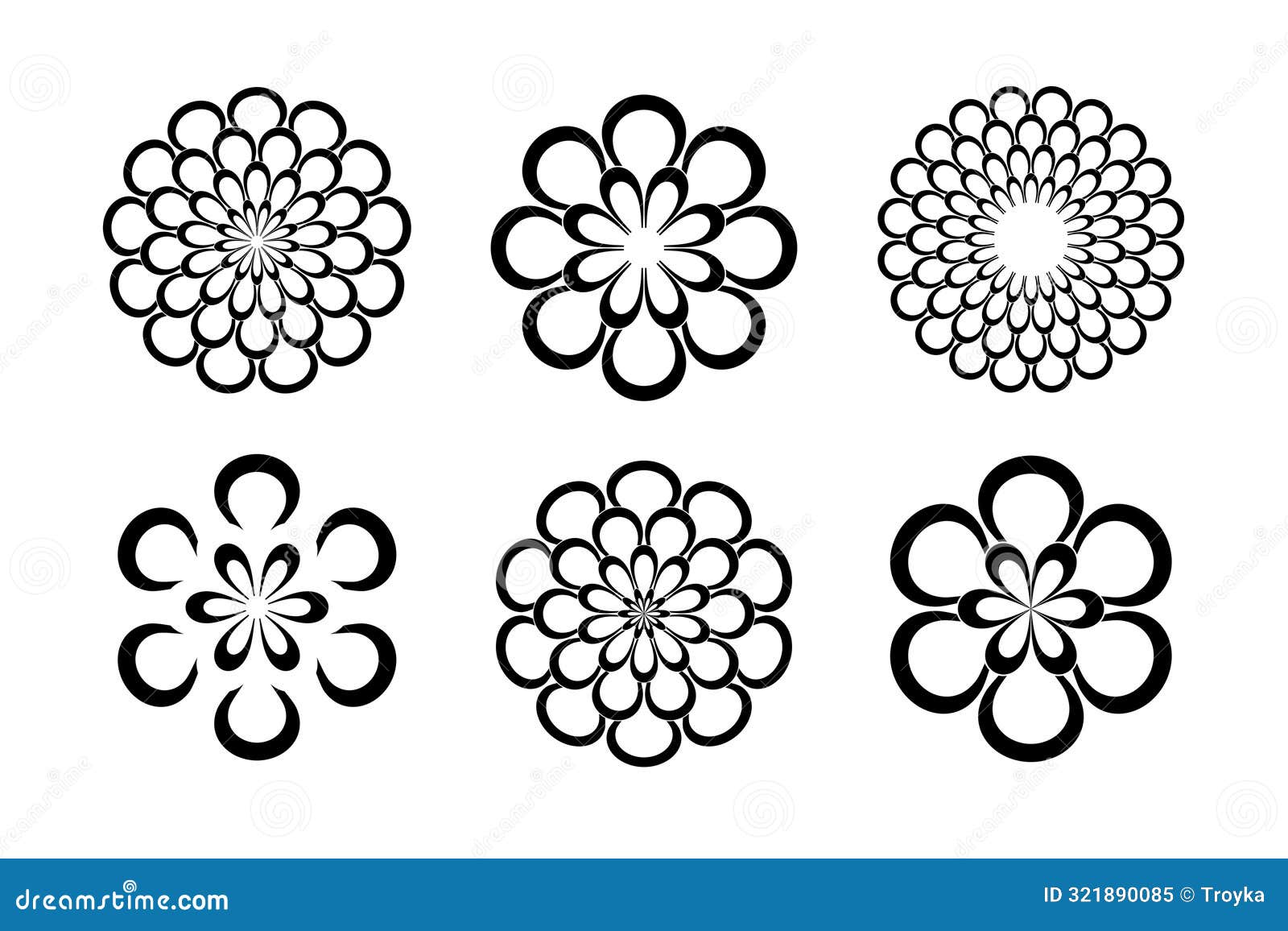 Flower Icons Set. Radial Design Elements Set Stock Vector ...