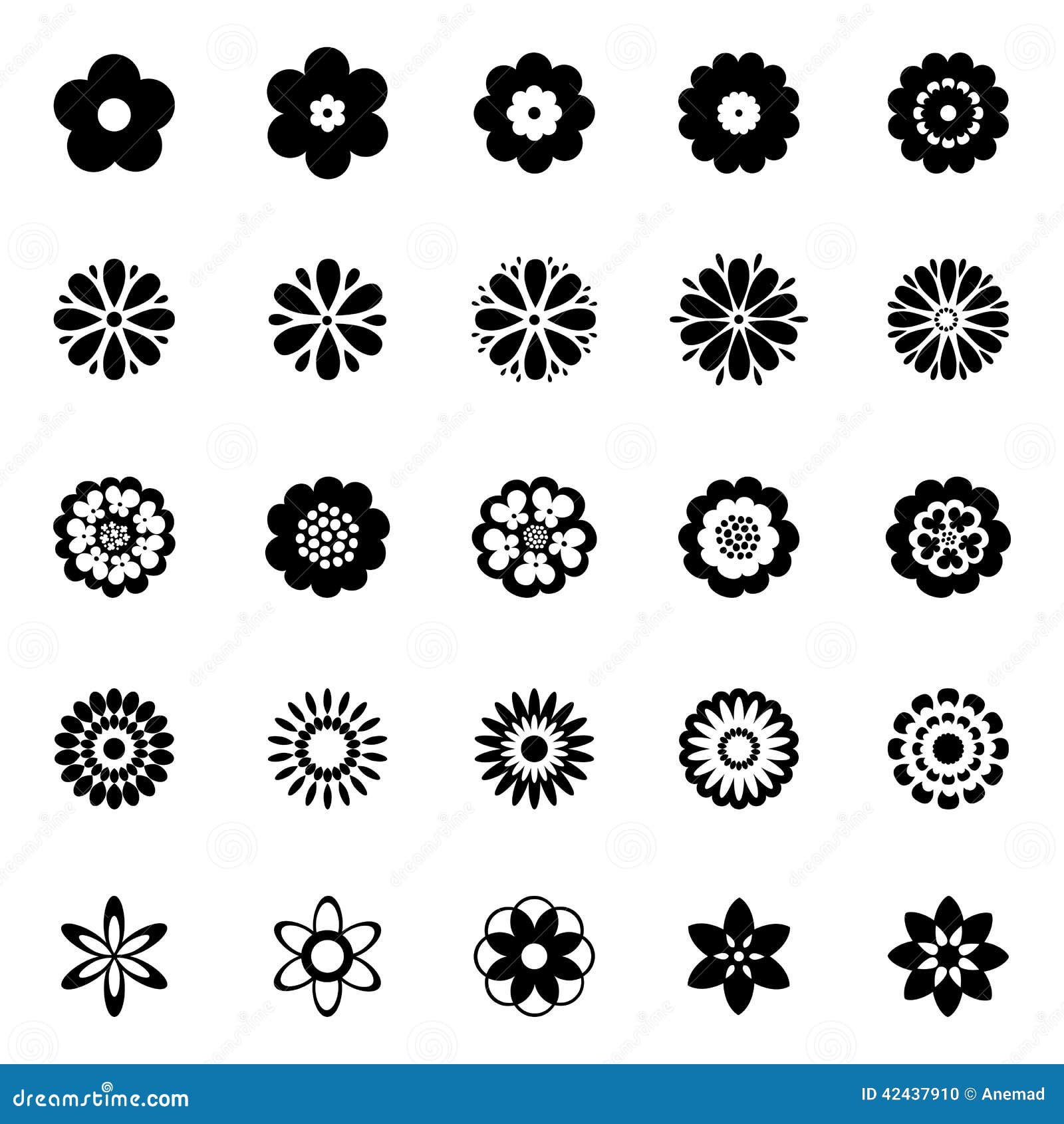 Abstract flower icons set stock vector. Illustration of icon - 42437910