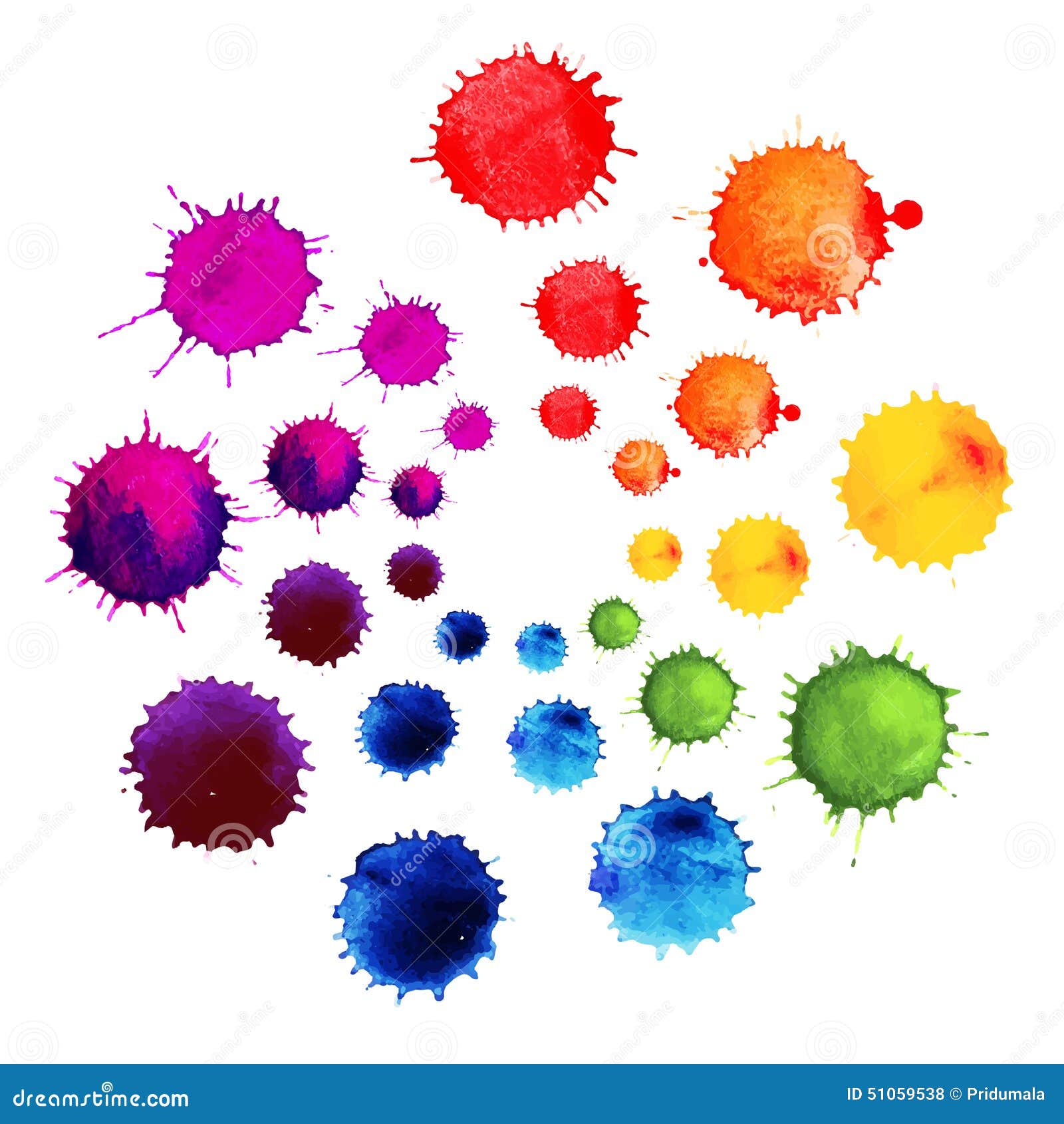 Abstract Flower Made Of Watercolor Blobs Colorful Abstract Vector Ink