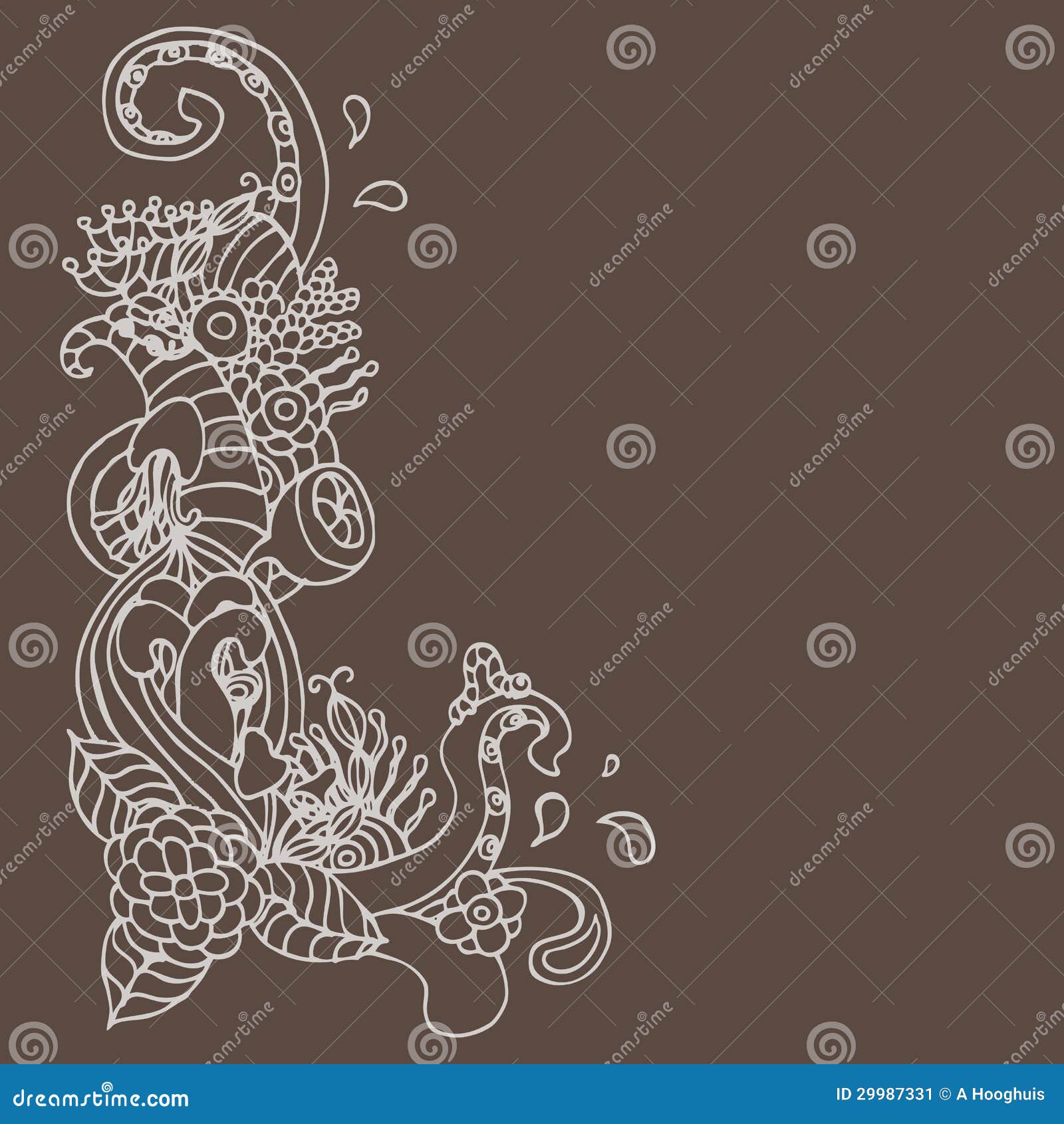 Flower Ornament Doodle Corner Stock Vector - Illustration of beauty ...