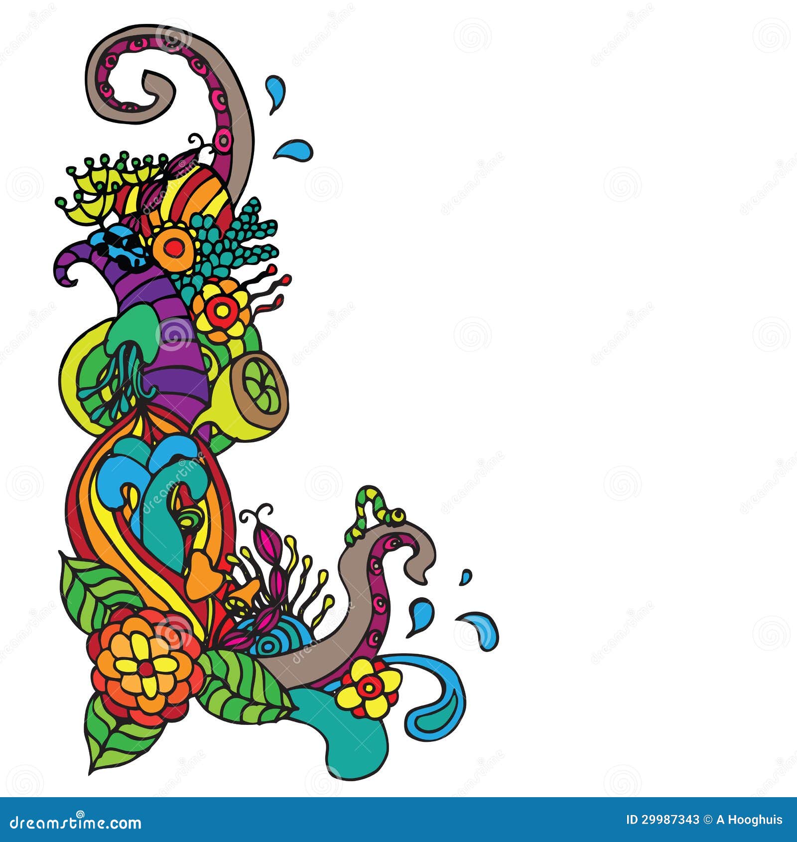 Flower Ornament Doodle Corner Stock Vector - Illustration of banner ...