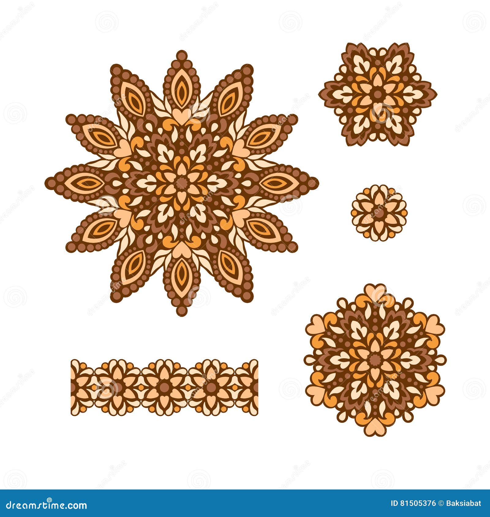 Abstract Flower Patterns. Decorative Ethnic Elements for Design Stock ...