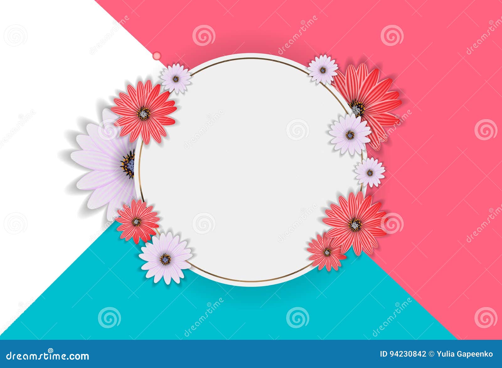 Abstract Flower Realistic Vector Frame Background Stock Vector ...