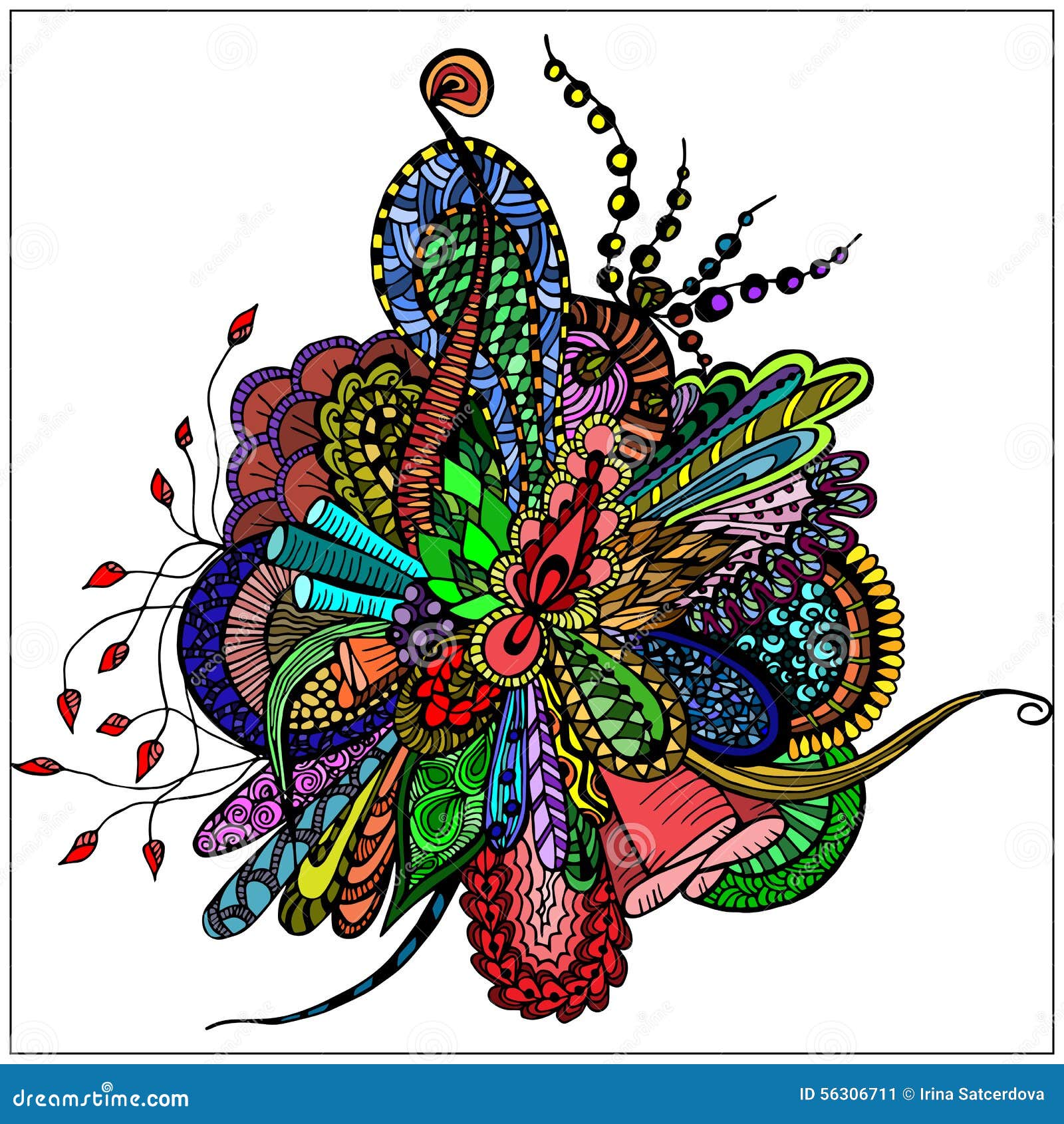 Abstract Flower in the Style of Doodle. Stock Vector - Illustration of ...