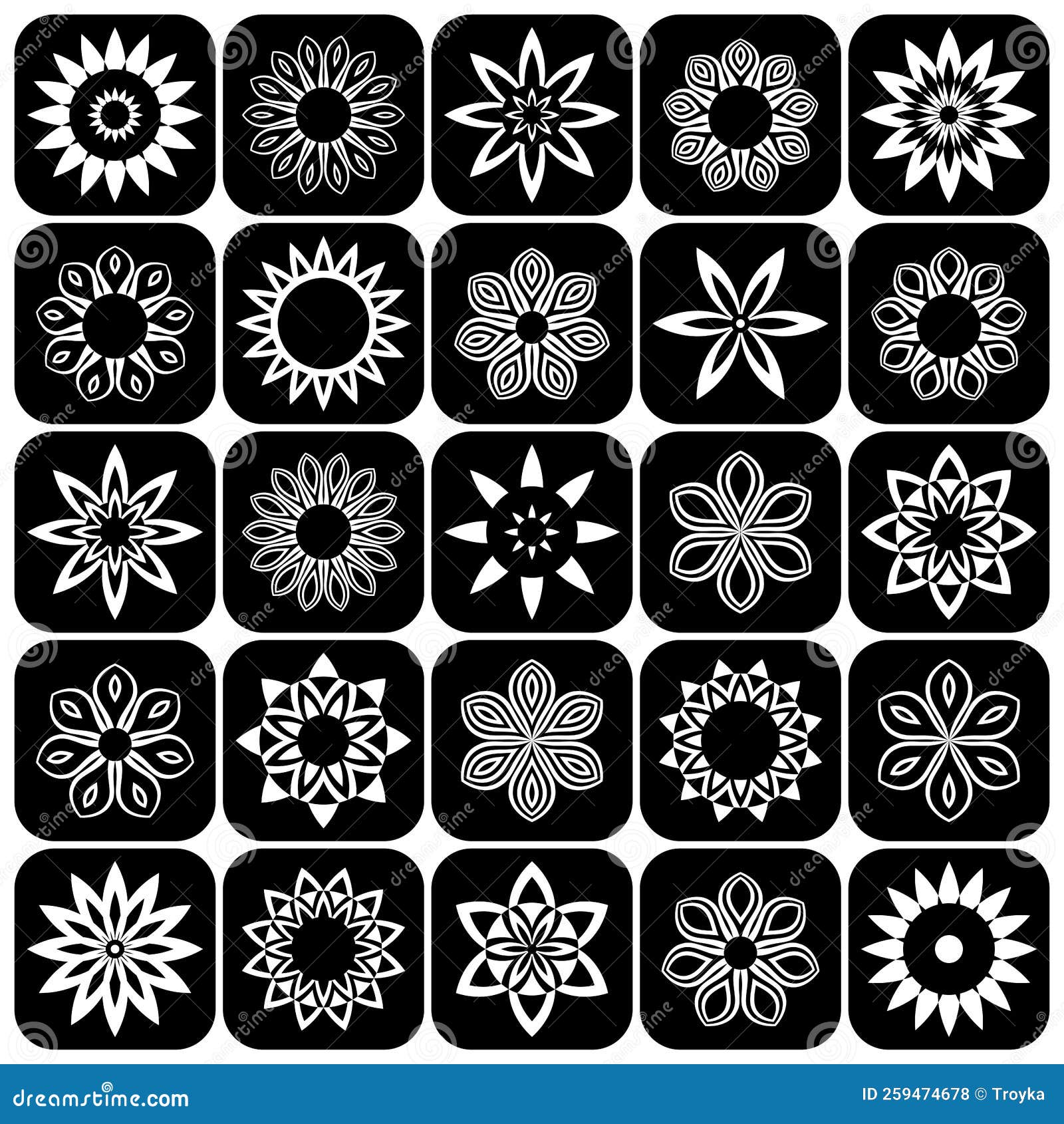 Abstract Flower, Sun and Star Icons. Design Elements Set Stock Vector ...