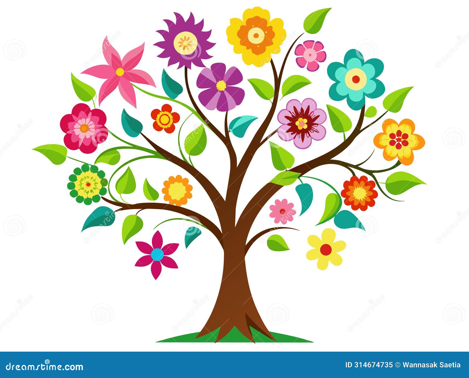Abstract Flower Tree on a White Background, Stock Vector - Illustration ...