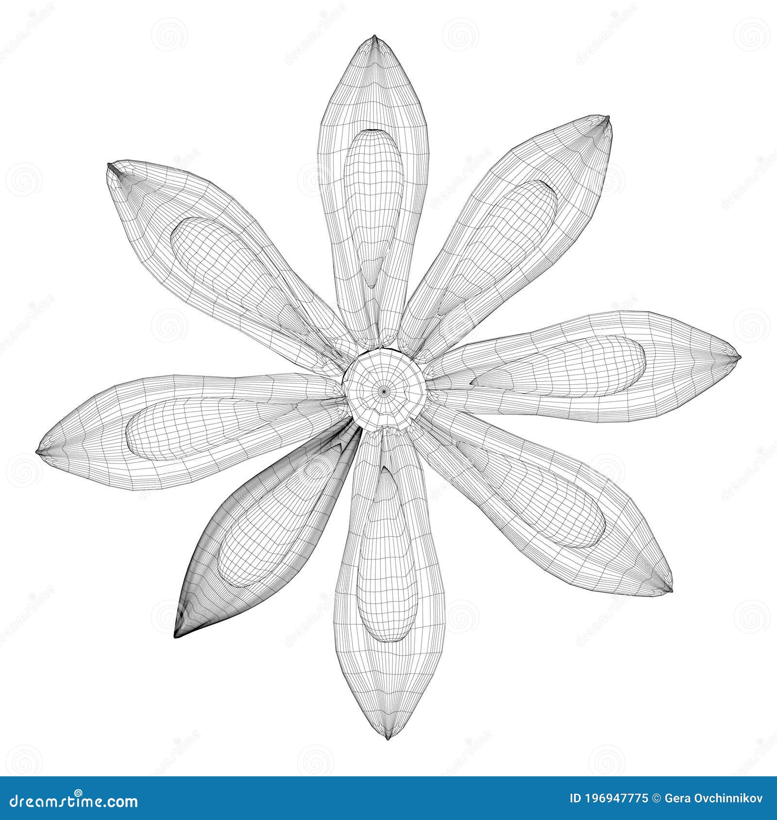 Abstract Flower Wireframe Made of Black Lines Isolated on White ...