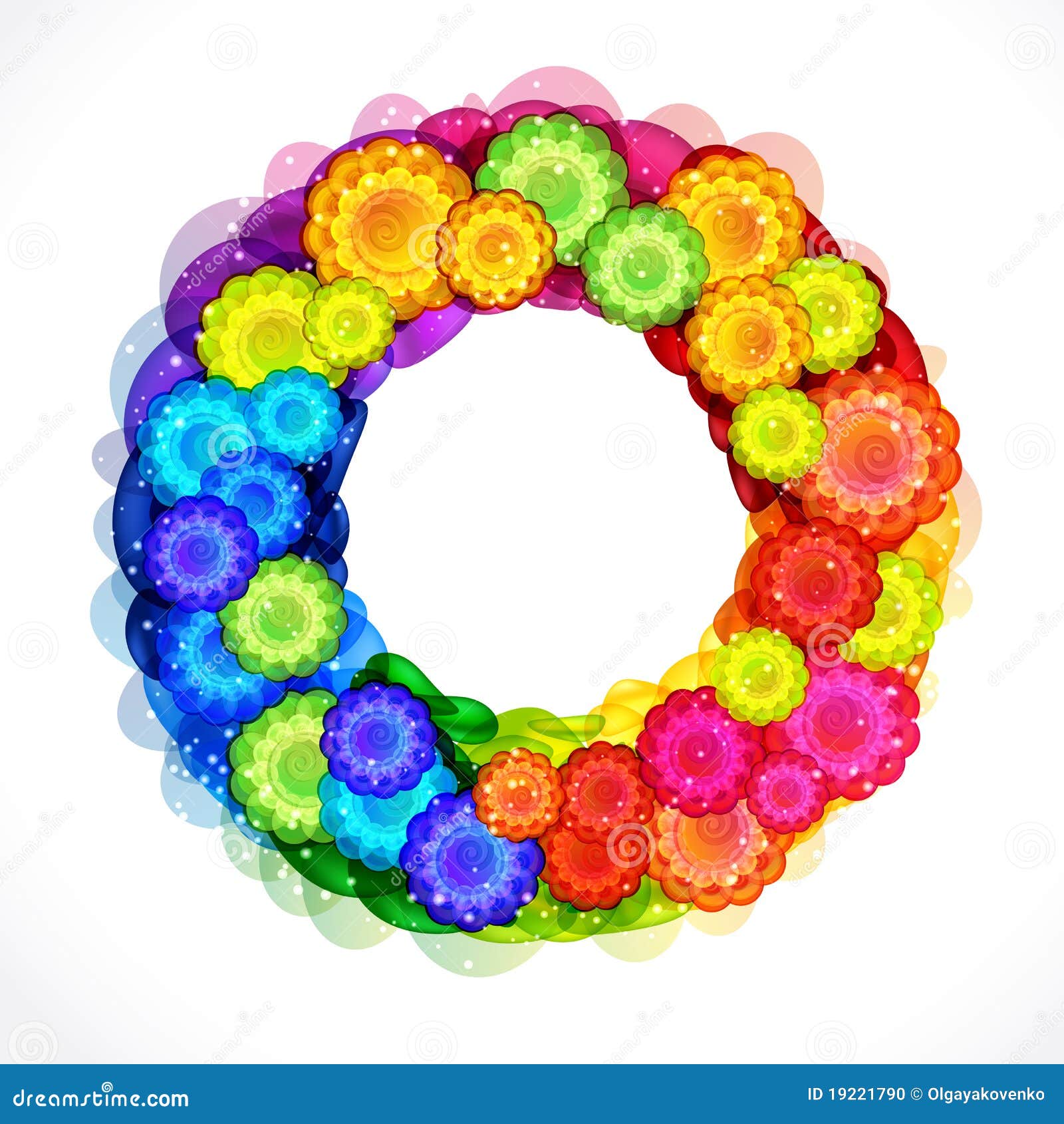 Abstract Flower Wreath Frame. Stock Vector - Illustration of fleur ...