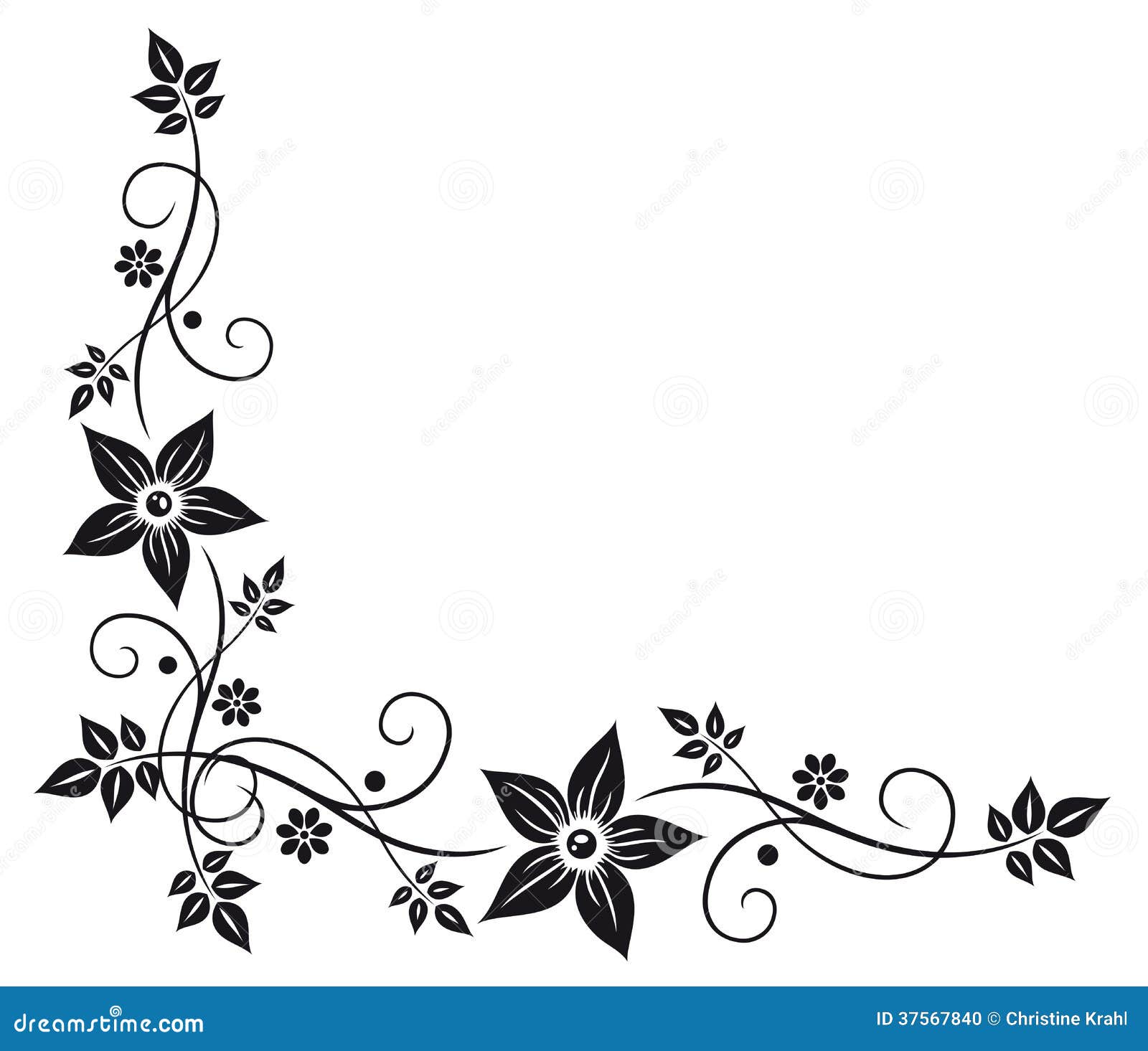 Abstract flowers, border stock vector. Illustration of nature - 37567840