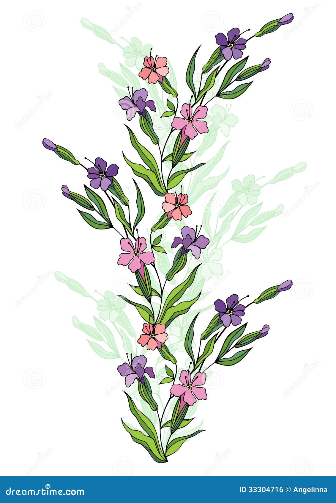 Abstract flowers branch stock vector. Illustration of flora - 33304716