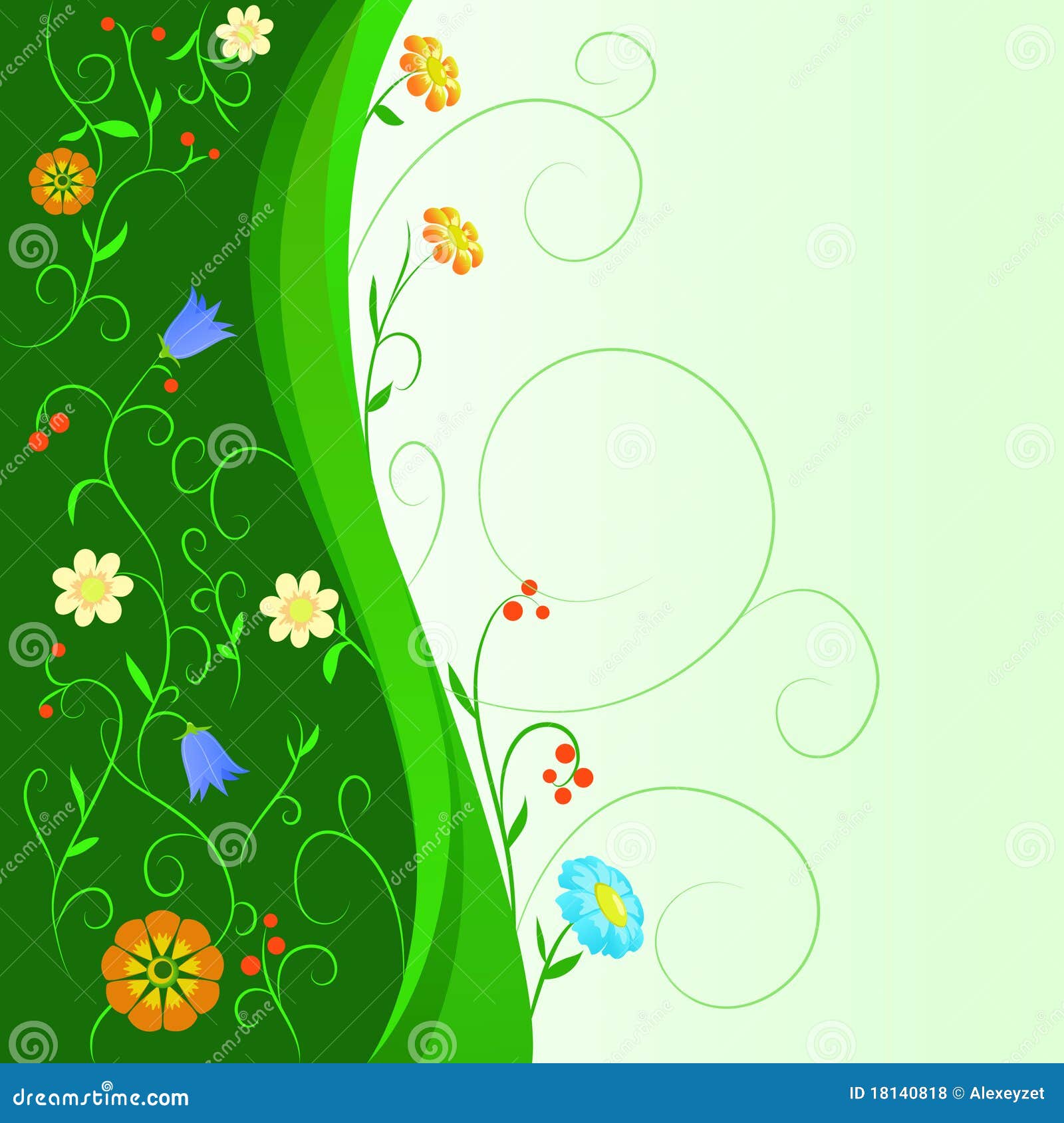 Abstract Flowers with Floral Green Stem Stock Vector - Illustration of ...
