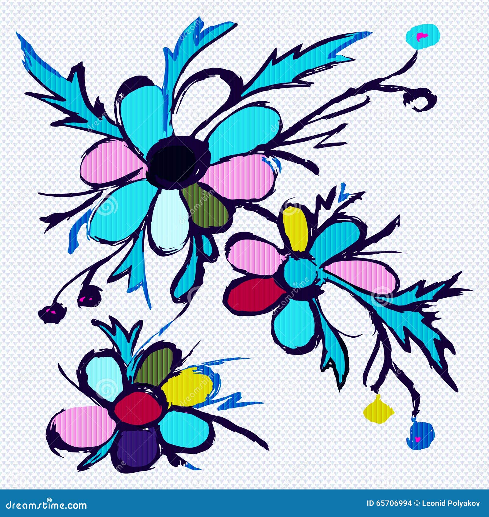 Abstract Flowers on a Gray Background Graffiti Pattern Stock Vector ...