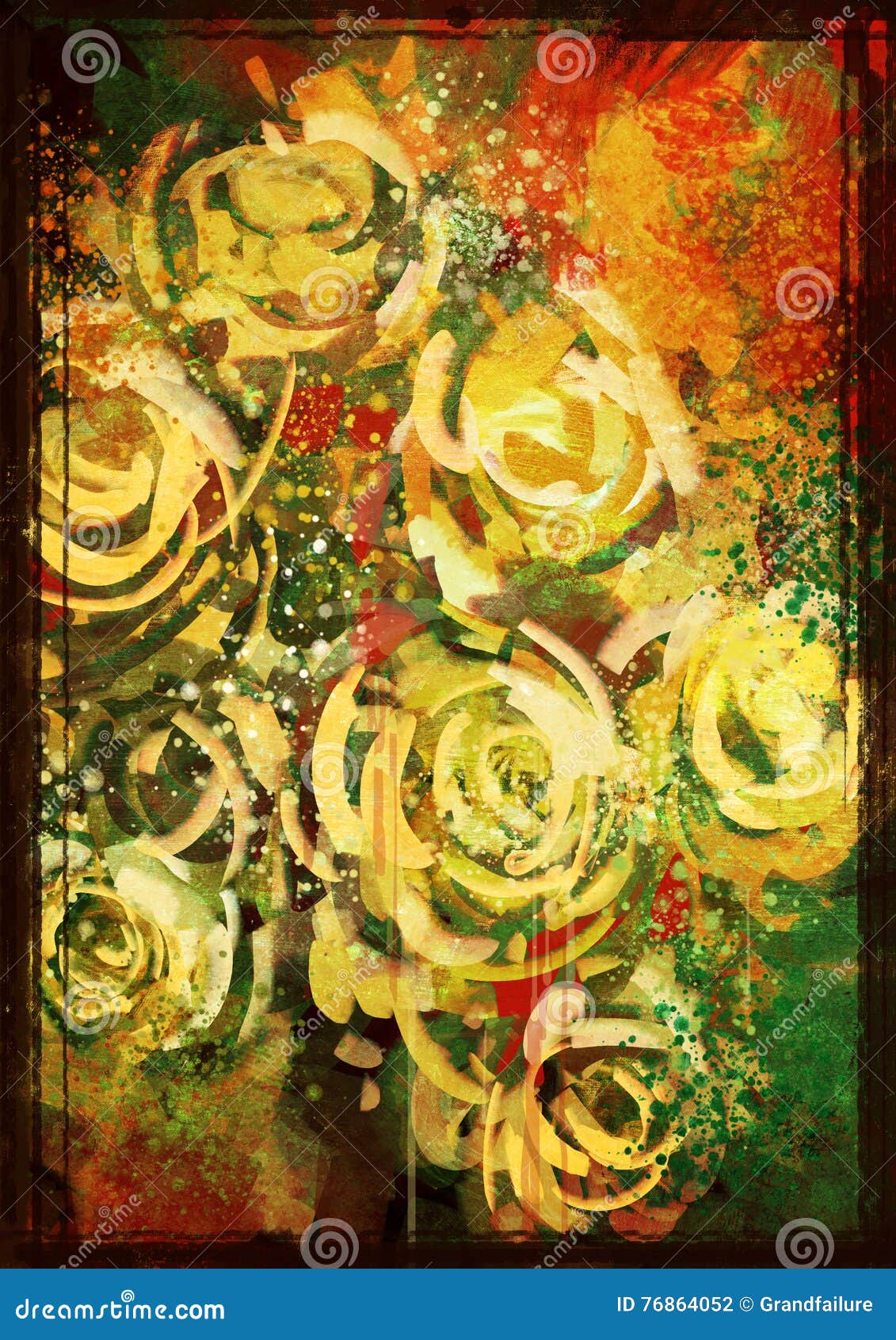 Abstract Flowers with Grunge Texture Stock Illustration - Illustration ...