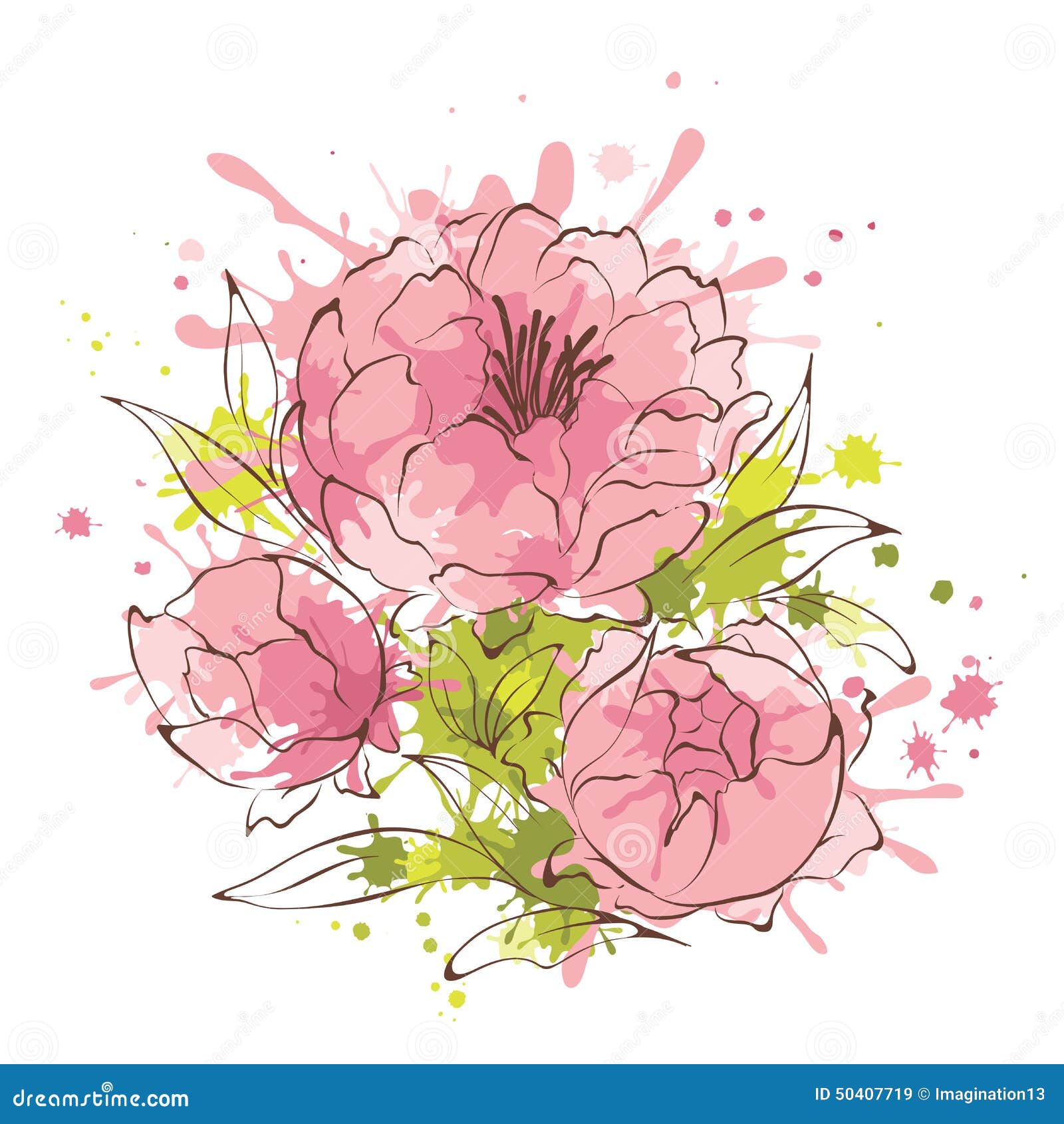 Abstract Flowers Illustration -- Peonies Cartoon Vector | CartoonDealer ...